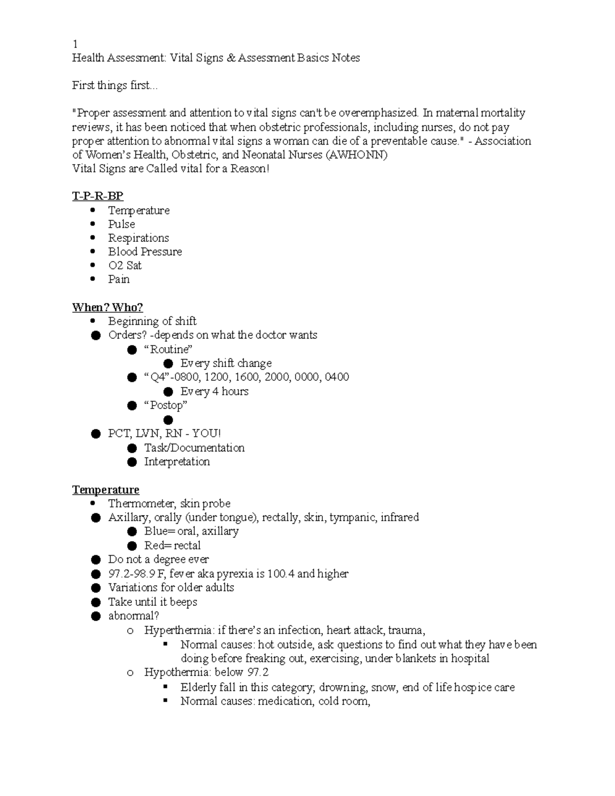 Vital Signs and Assessment Basics - .. "Proper assessment and attention ...