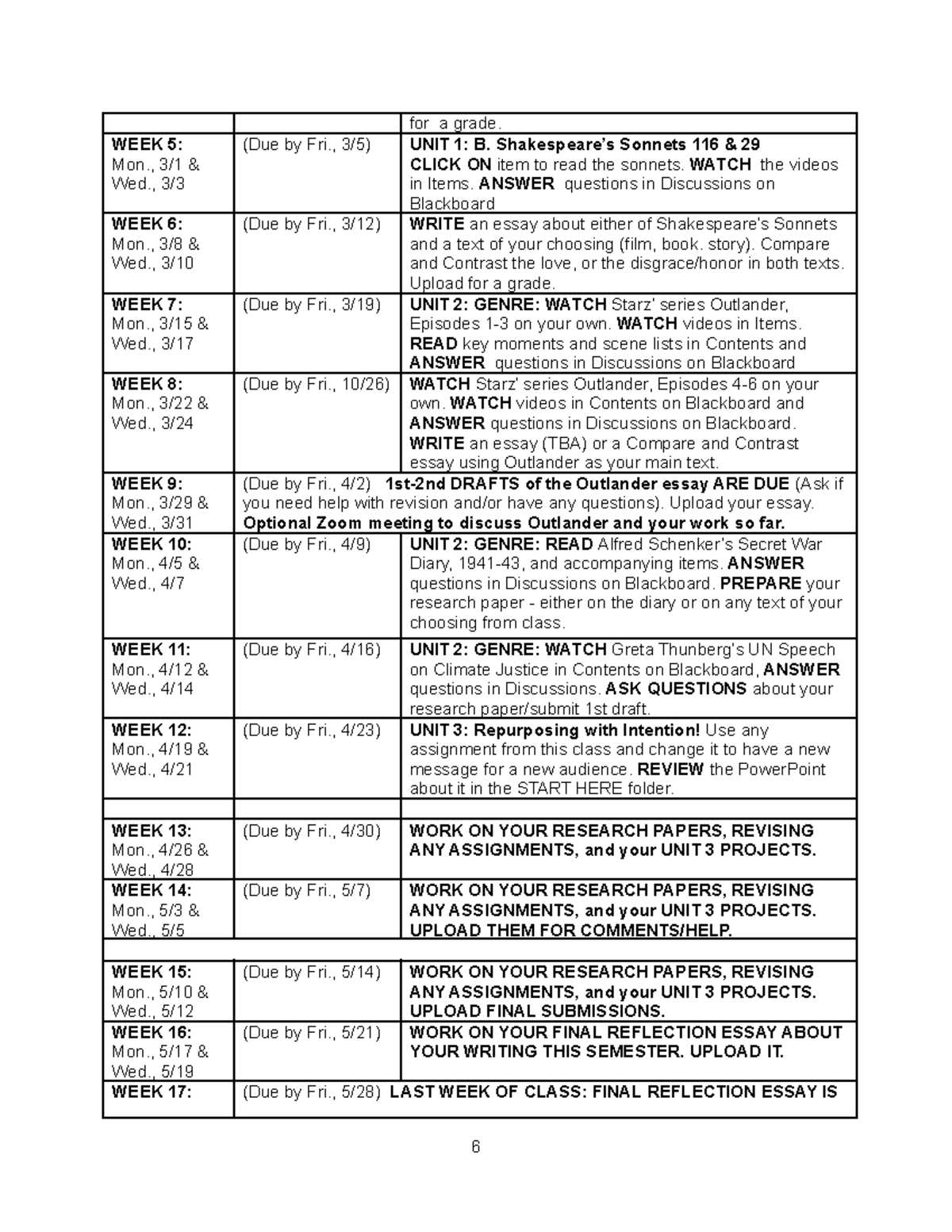 ENG 1121 Custom Syllabus with Nadine Lavi for Spring of 2021 Part 6:7 ...