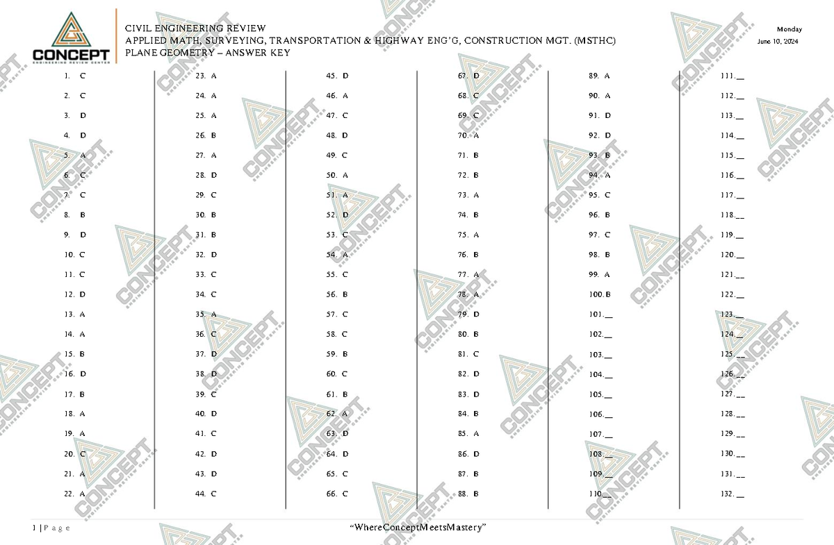 Module 3 - Answer KEY - CIVIL ENGINEERING REVIEW Monday APPLIED MATH ...