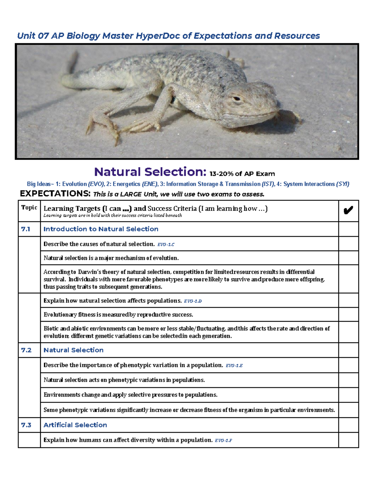 Unit 7 - Notes for bend 7 - Unit 07 AP Biology Master HyperDoc of ...