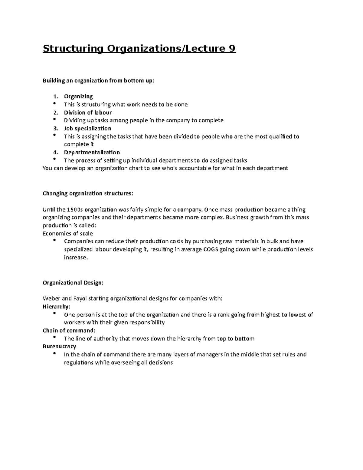 Lecture 9 structuring an organization - Structuring Organizations ...