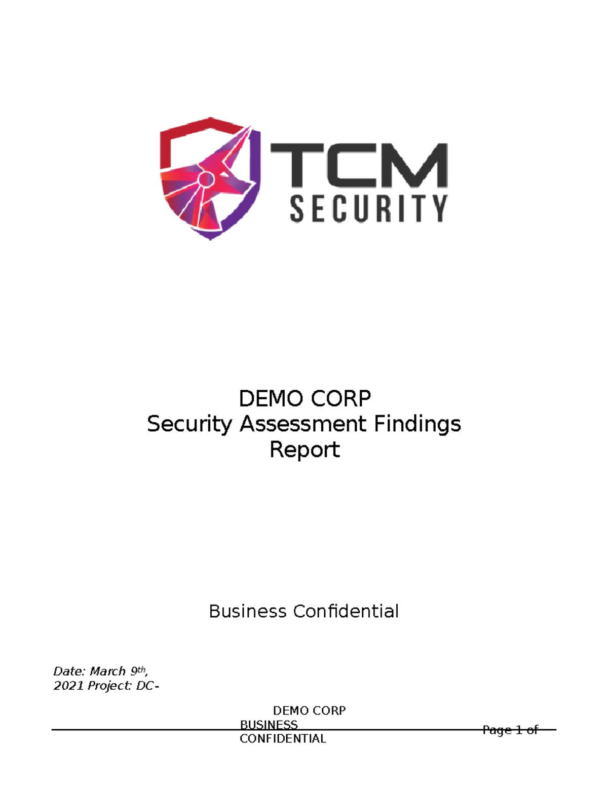 TCMS - Demo Corp - Findings Report - Example 2 - DEMO CORP BUSINESS ...
