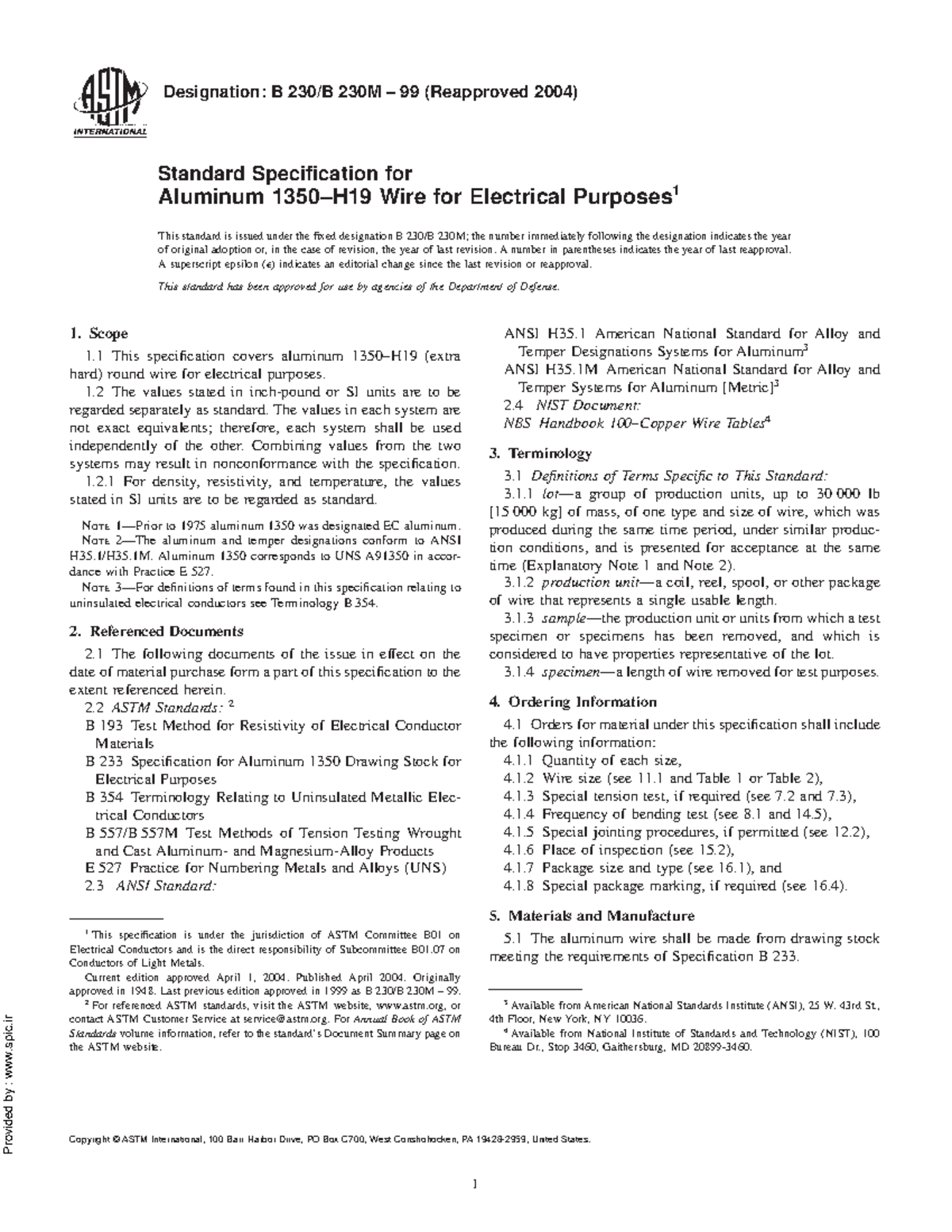ASTM-B230-1 - asdasd - Provided by : spic Designation: B 230/B 230M ...