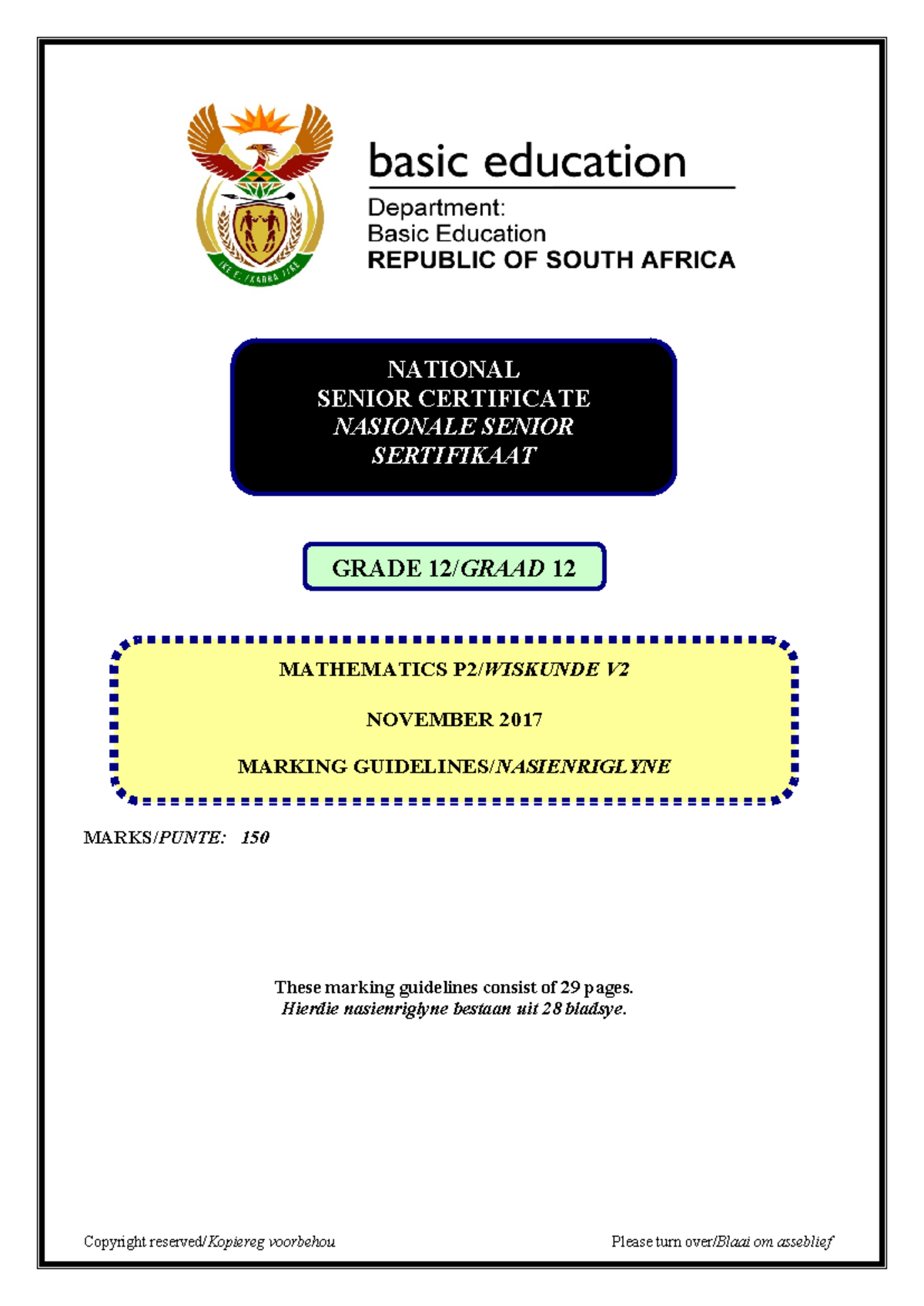 F2339d83a2b941408 b661b9dbe58472 f - MARKS/PUNTE: 150 These marking ...