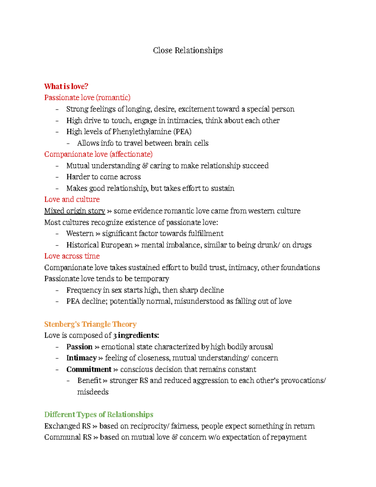 Social Psych - Close Relationships - Close Relationships What is love ...