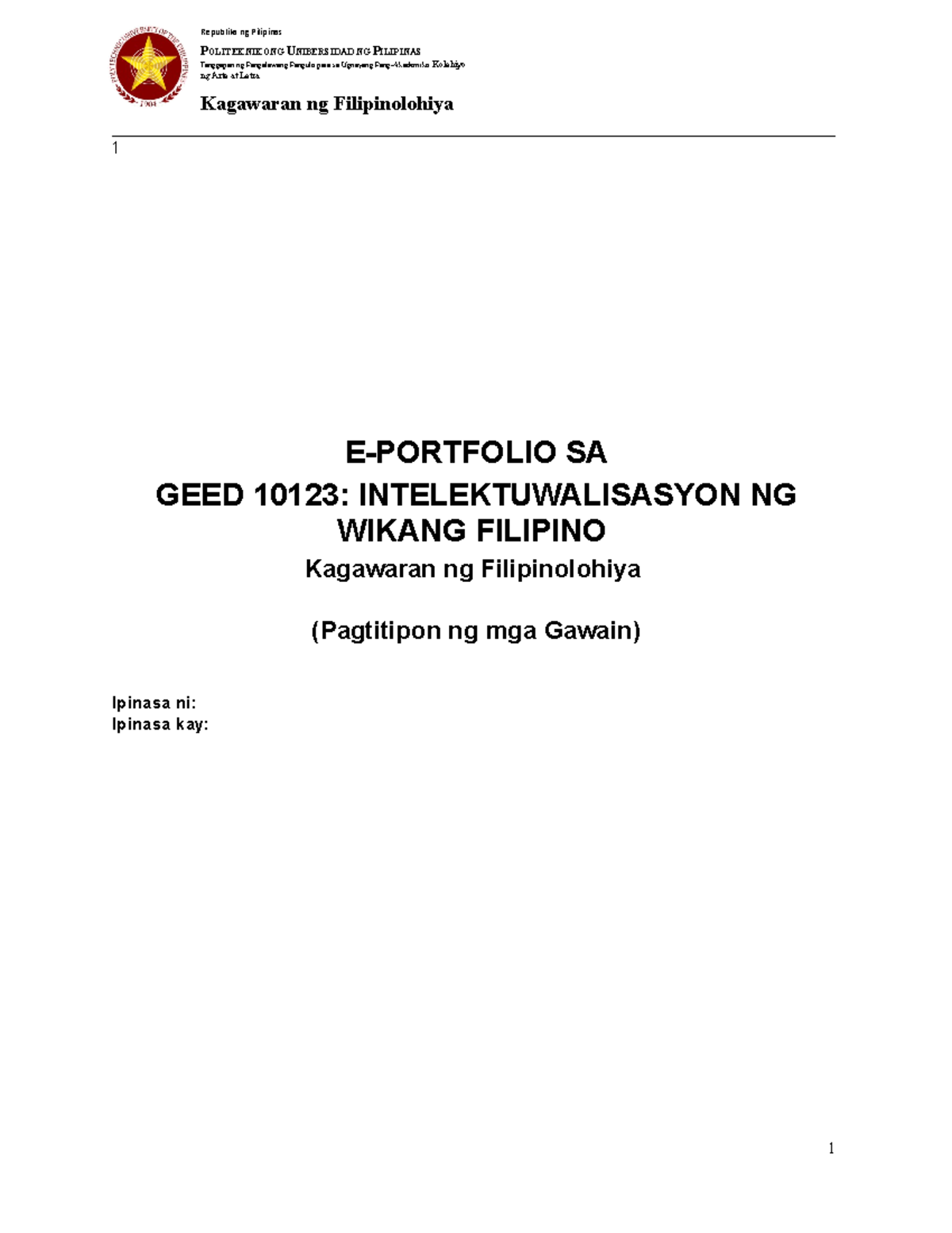 Eportfolio- Intelektuwalisasyon-NG- Wikang- Filipino - ZZ POLITEKNIKONG ...