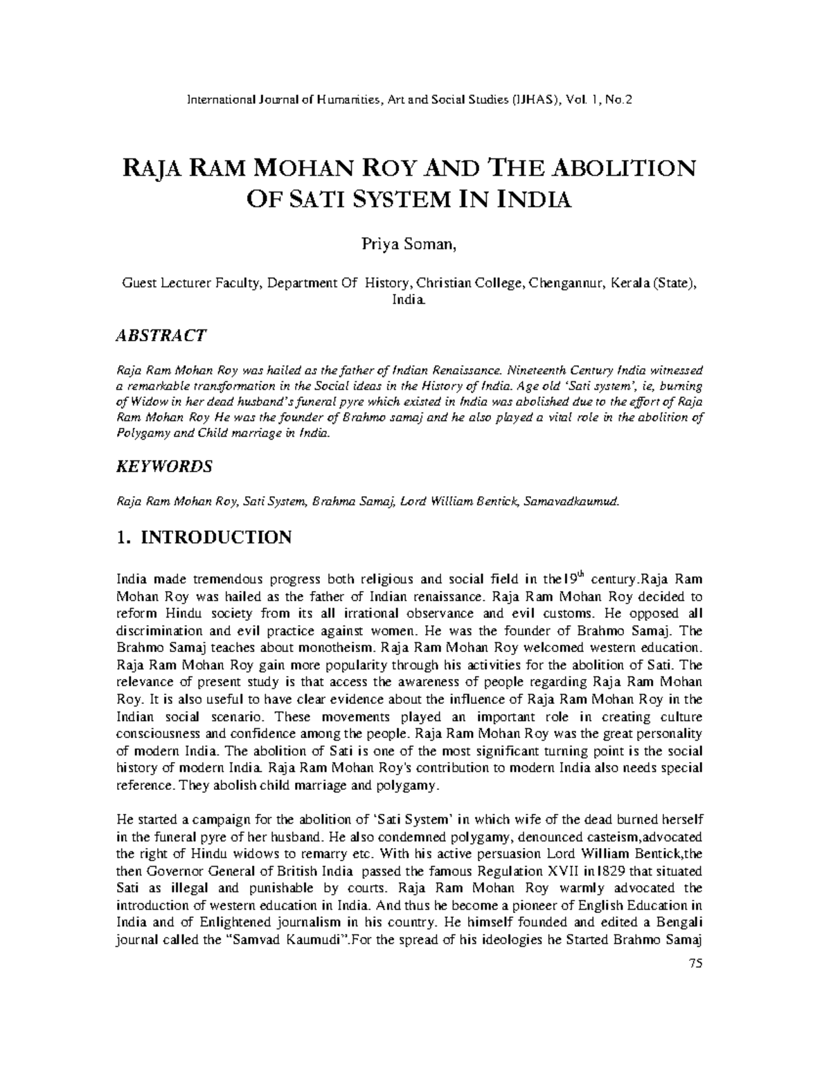 Raja Ram mohan rai - RAJA RAM MOHAN ROY AND THE ABOLITION OF SATI ...
