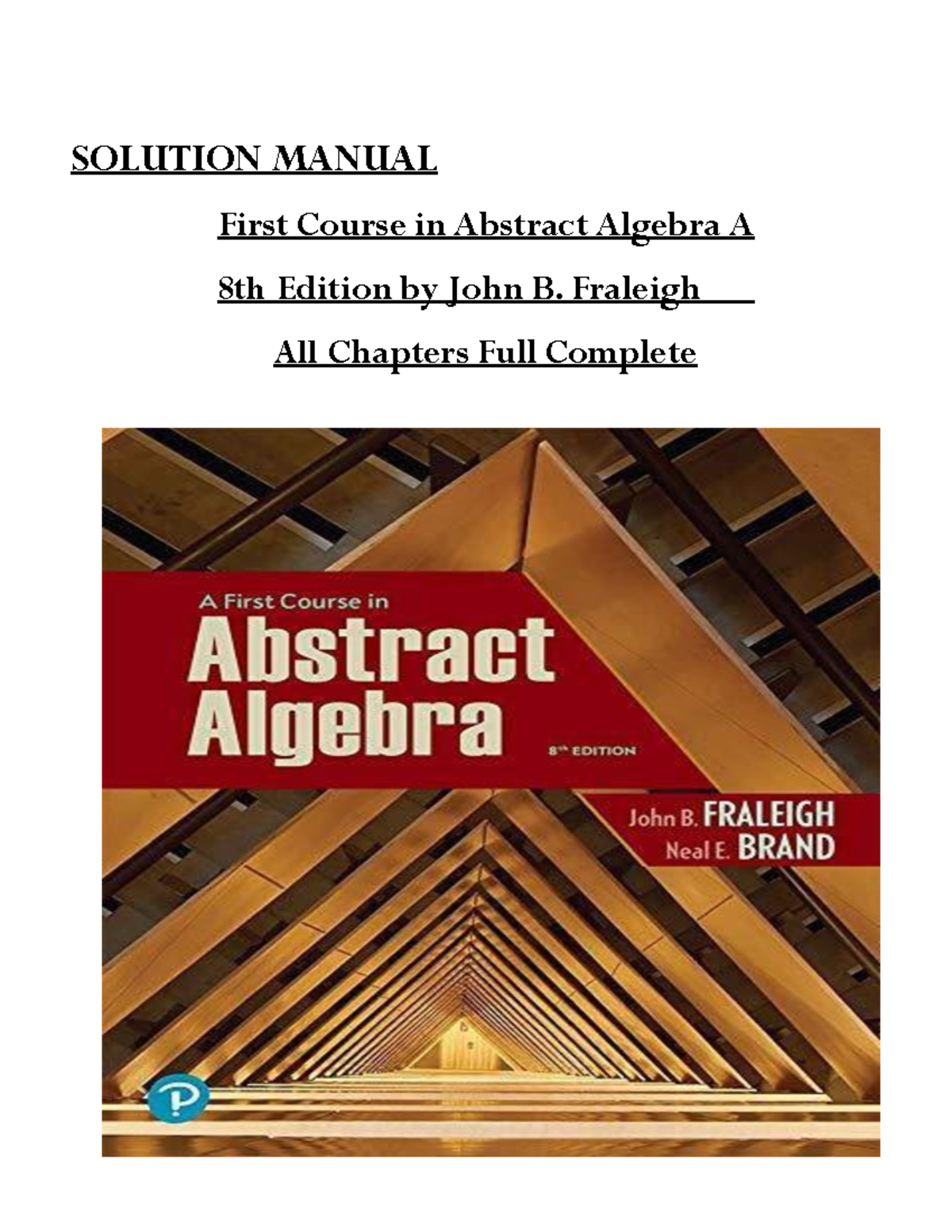 Solution Manual for First Course in Abstract Algebra A, 8th Edition by John B. Fraleigh ...
