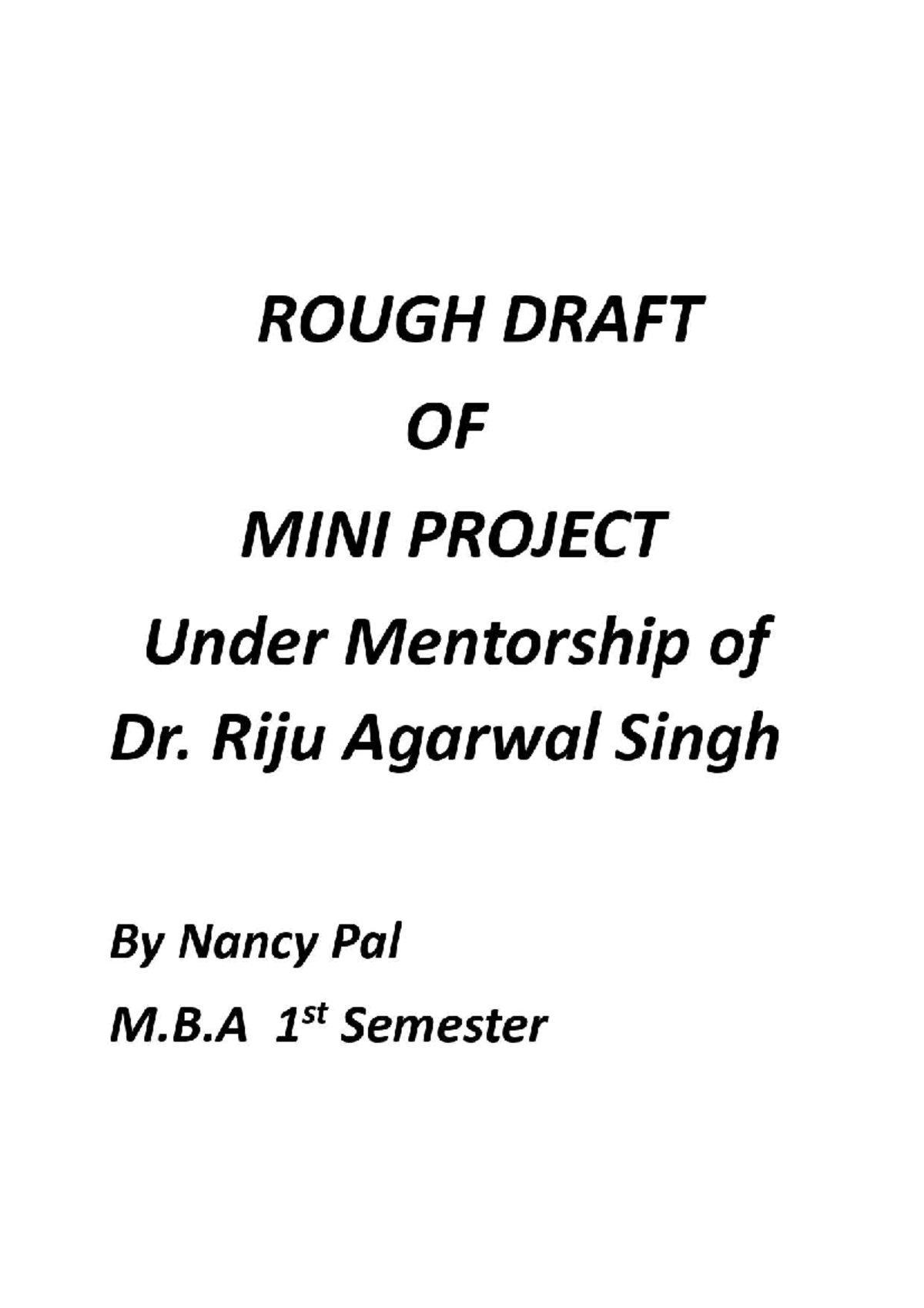 ROUGH DRAFTS BY - Masters of business administration - Studocu