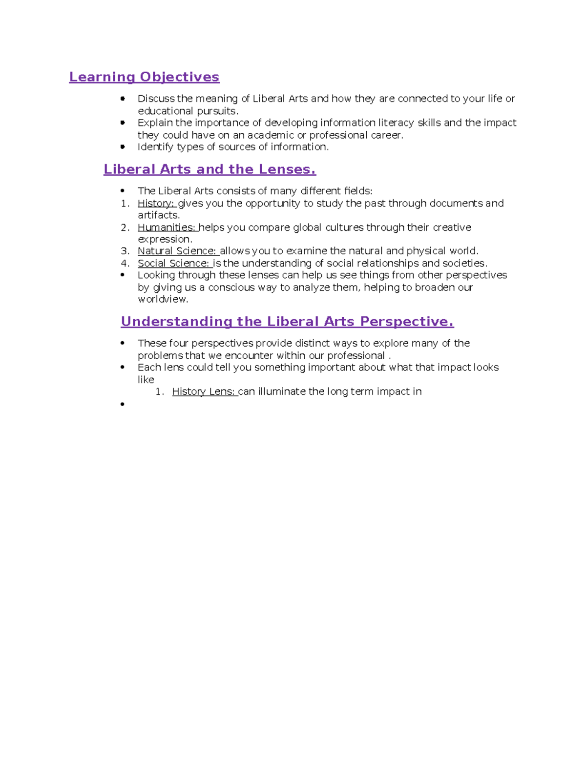 Module 1 - Lecture Notes - Learning Objectives Discuss the meaning of ...