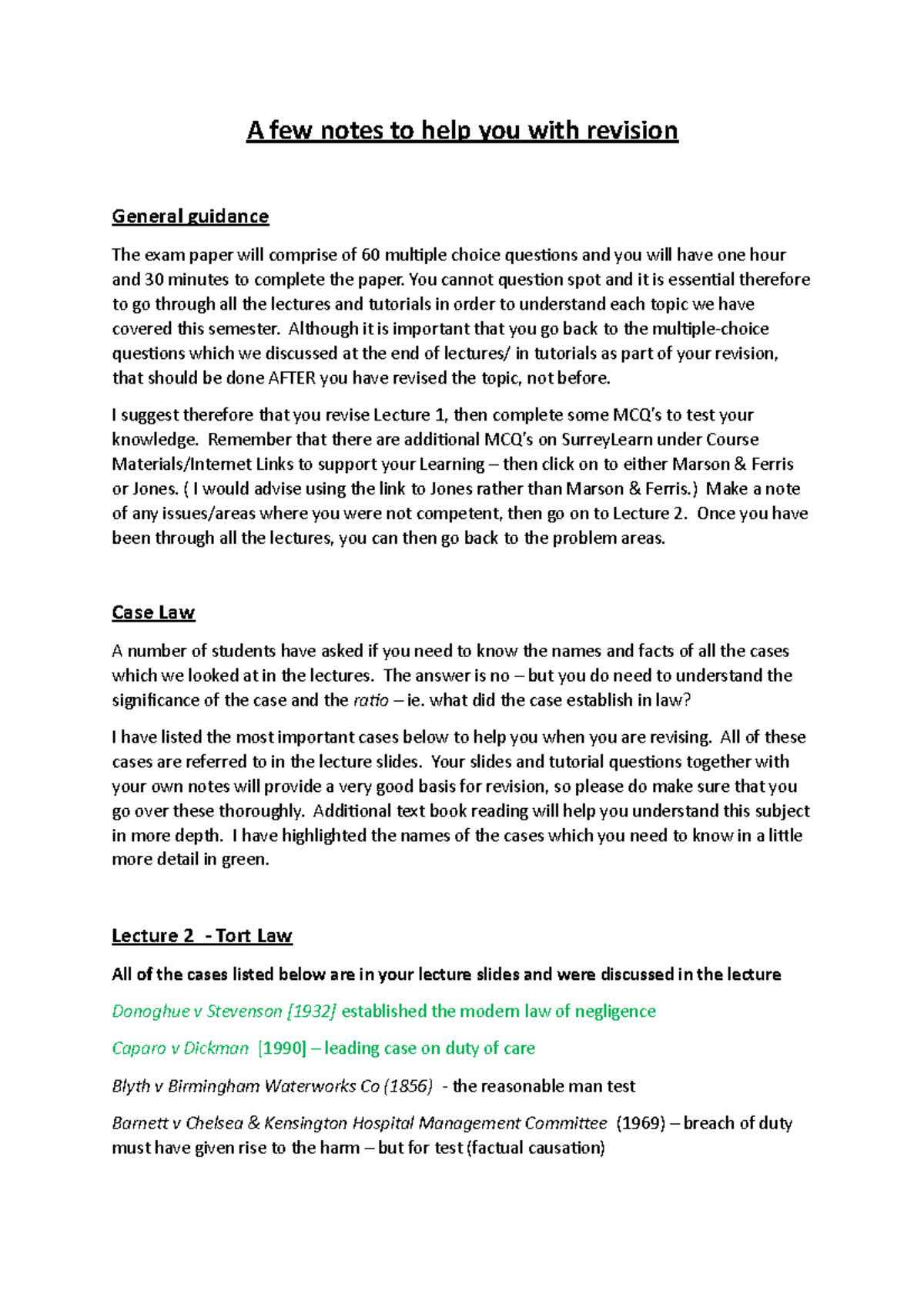 Revision Guide - Lecture notes 1-10 - A few notes to help you with ...