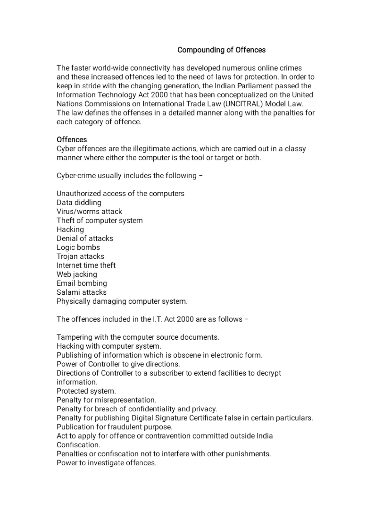 Compoundable offences - Cyber Security - Studocu