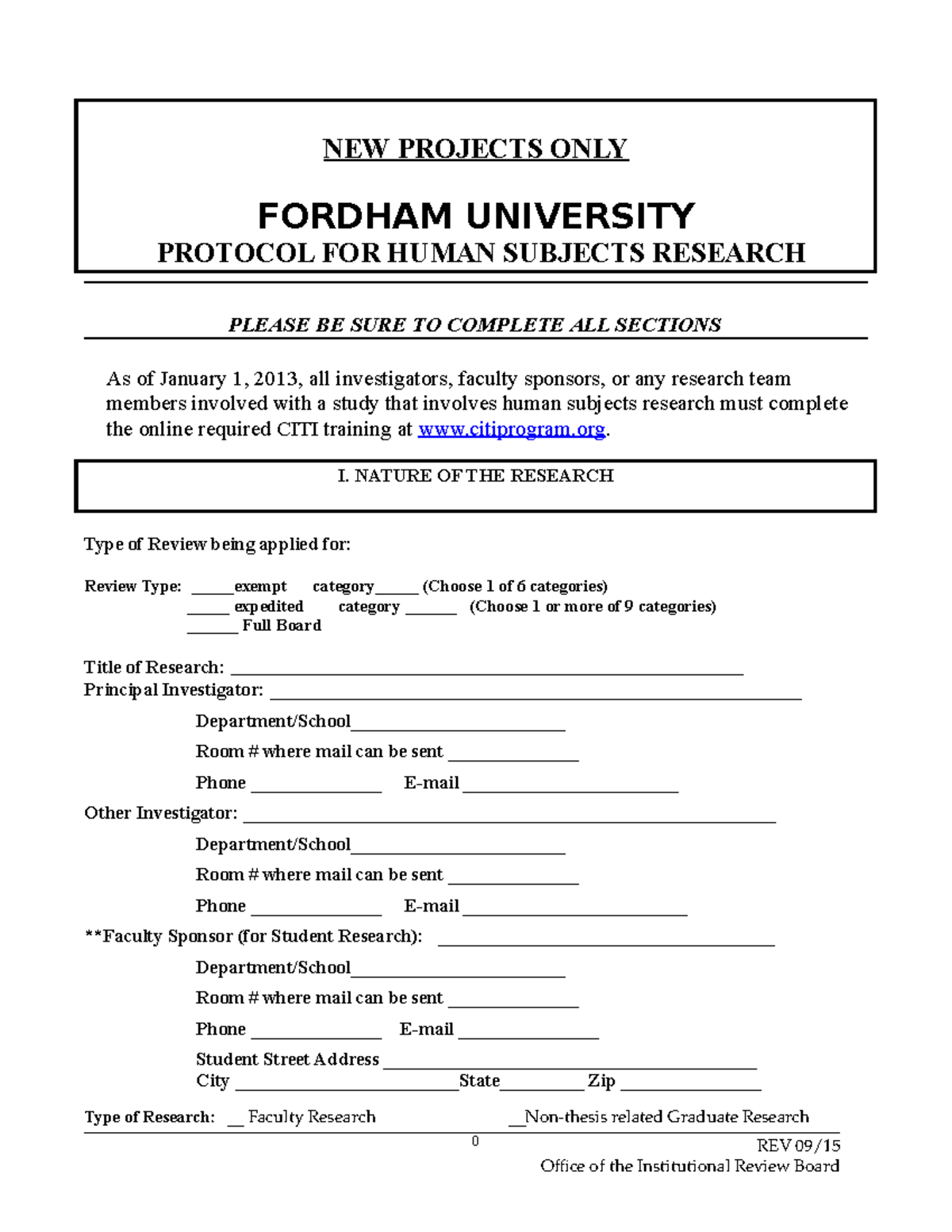 IRB Initial Protocol template - NEW PROJECTS ONLY FORDHAM UNIVERSITY ...