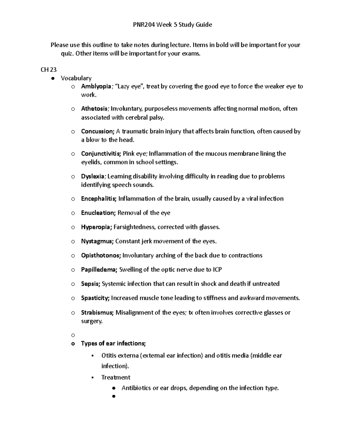 Week 5 Study Guide - Please use this outline to take notes during ...