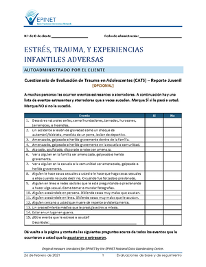 Child and Adolescent Trauma Screen (CATS) Caregiver Report (Ages 7-17 ...