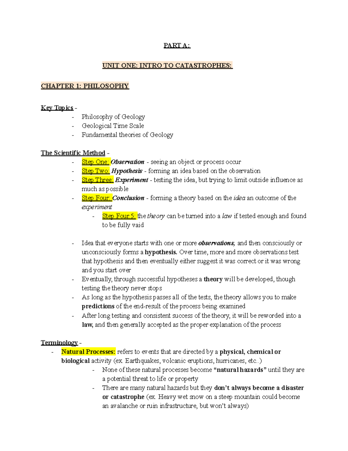 Slide Shows 1+2 Notes - PART A: UNIT ONE: INTRO TO CATASTROPHES ...