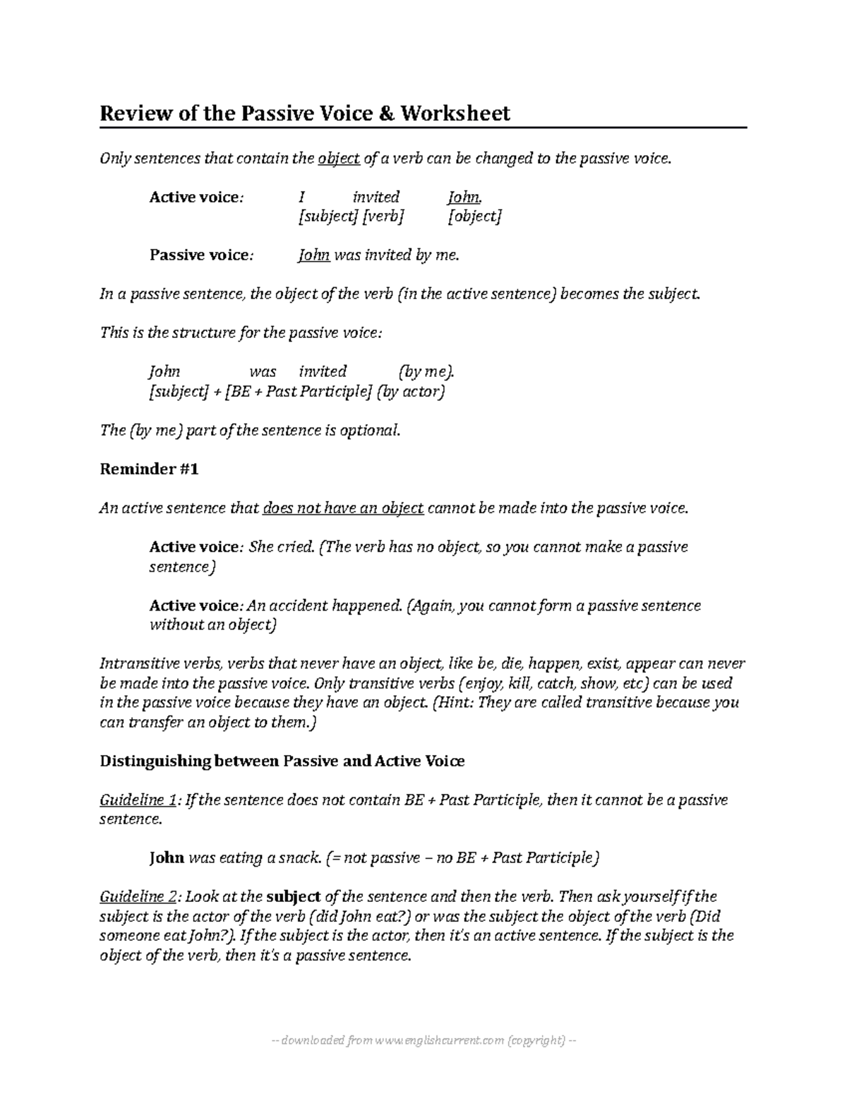 Active-passive-voice-worksheet - Review of the Passive Voice ...