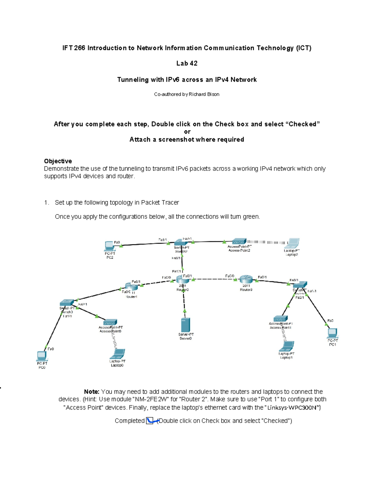 Lab 42 (Tunneling) - Official - IFT 266 Introduction to Network Information Communication ...