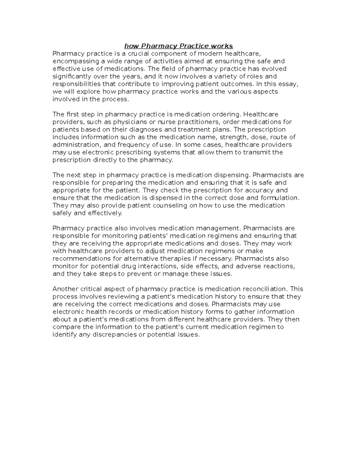 How Pharmacy Practice works - how Pharmacy Practice works Pharmacy ...