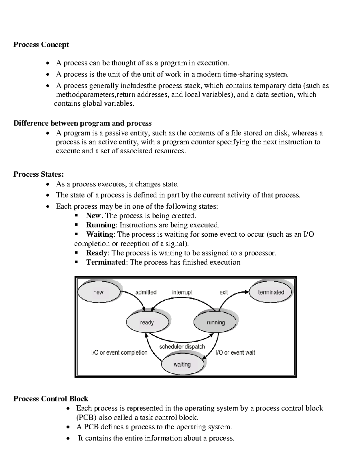 Os - final year students operating system notes - Process Concept A ...
