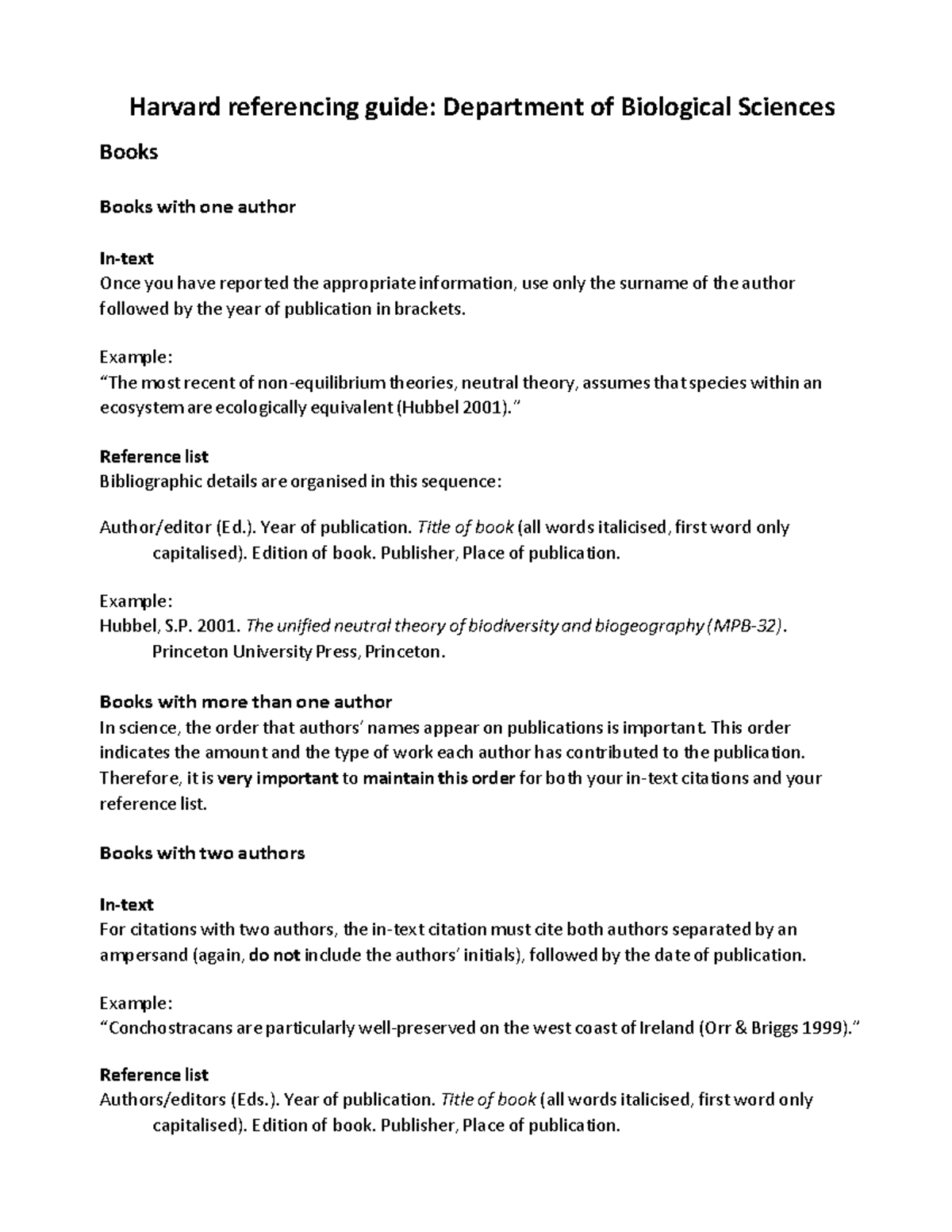 Harvard Referencing Guide - BIOL206 - MQ - Studocu