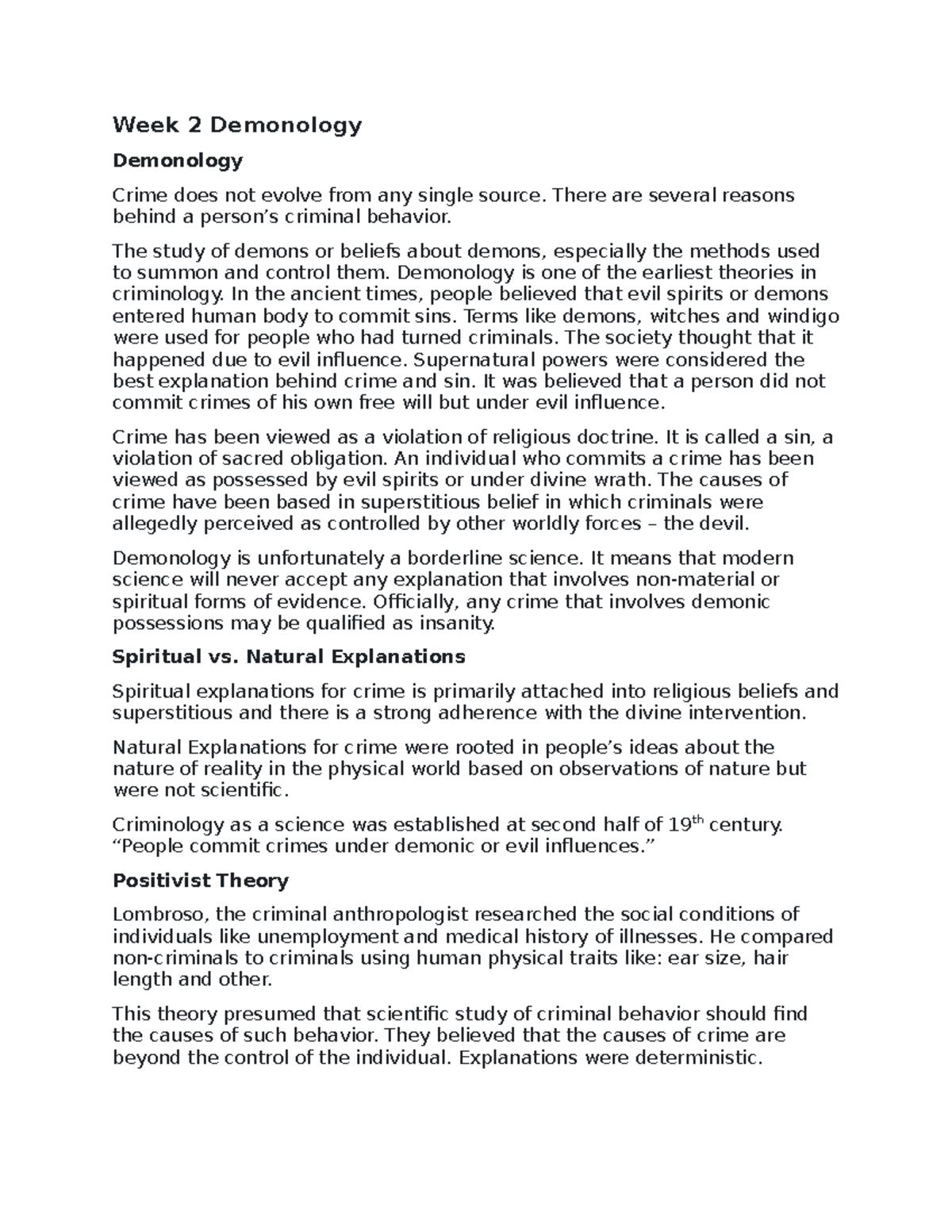 Week-2-Demonology - Demonology Crime does not evolve from any single ...