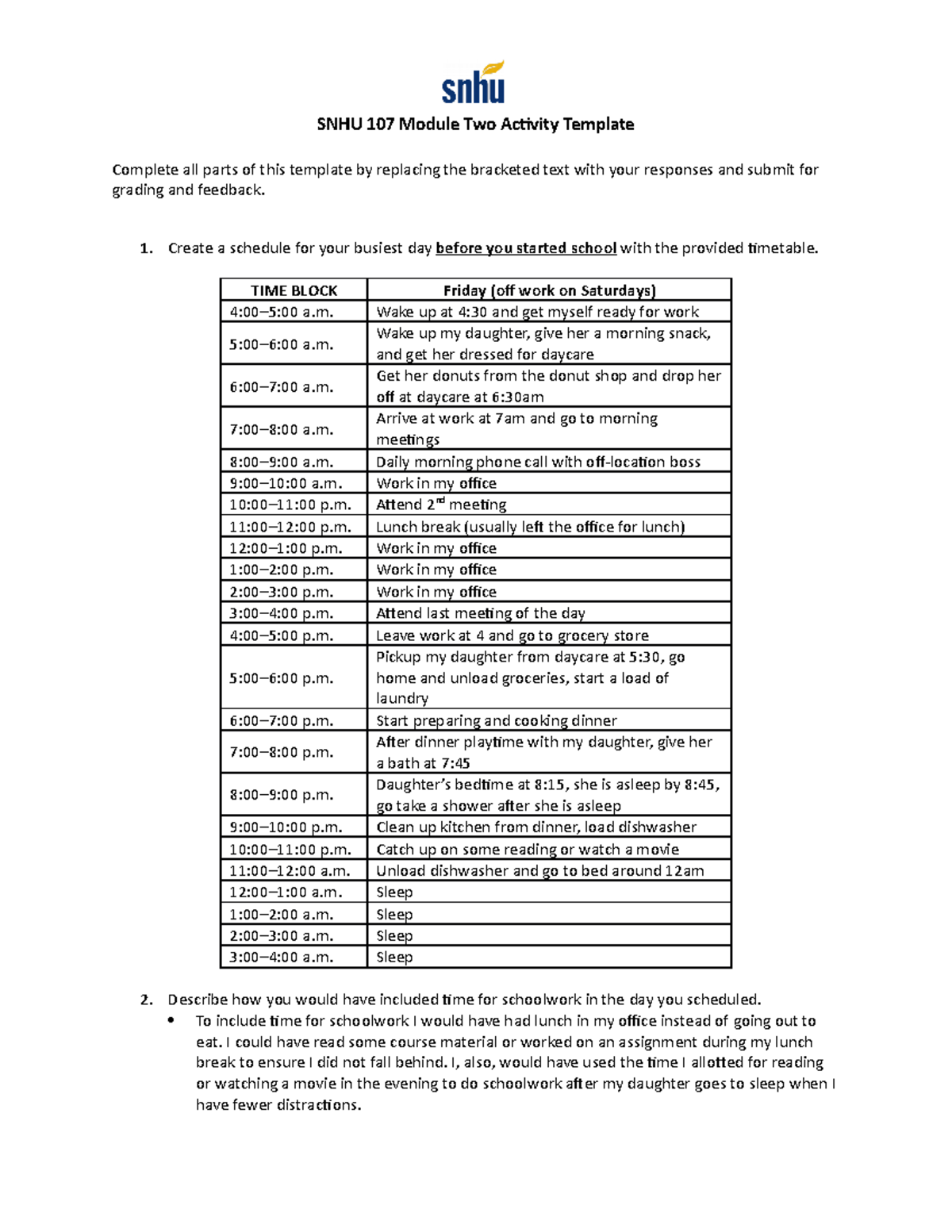 SNHU 107 Module Two Activity Template - SNHU 107 Module Two Activity ...