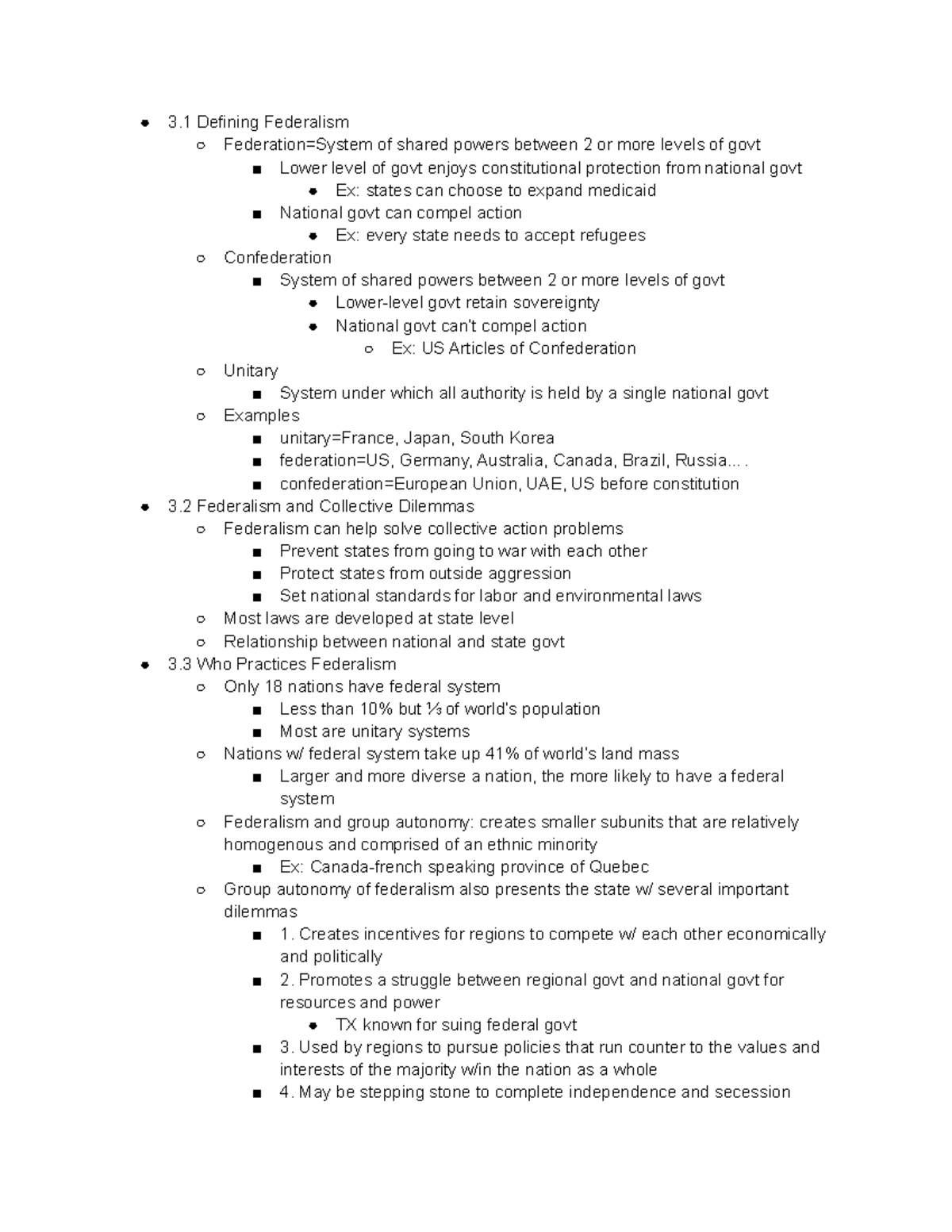 Chp 3-4 Lecture - 3 Defining Federalism Federation=System of shared ...