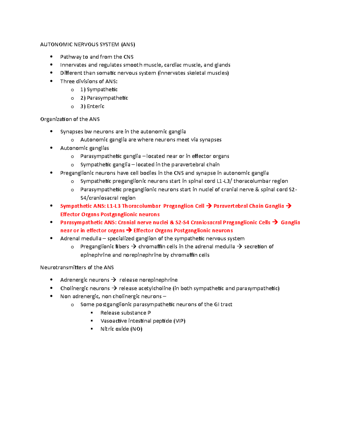 Autonomic Nervous System - AUTONOMIC NERVOUS SYSTEM (ANS) Pathway to ...