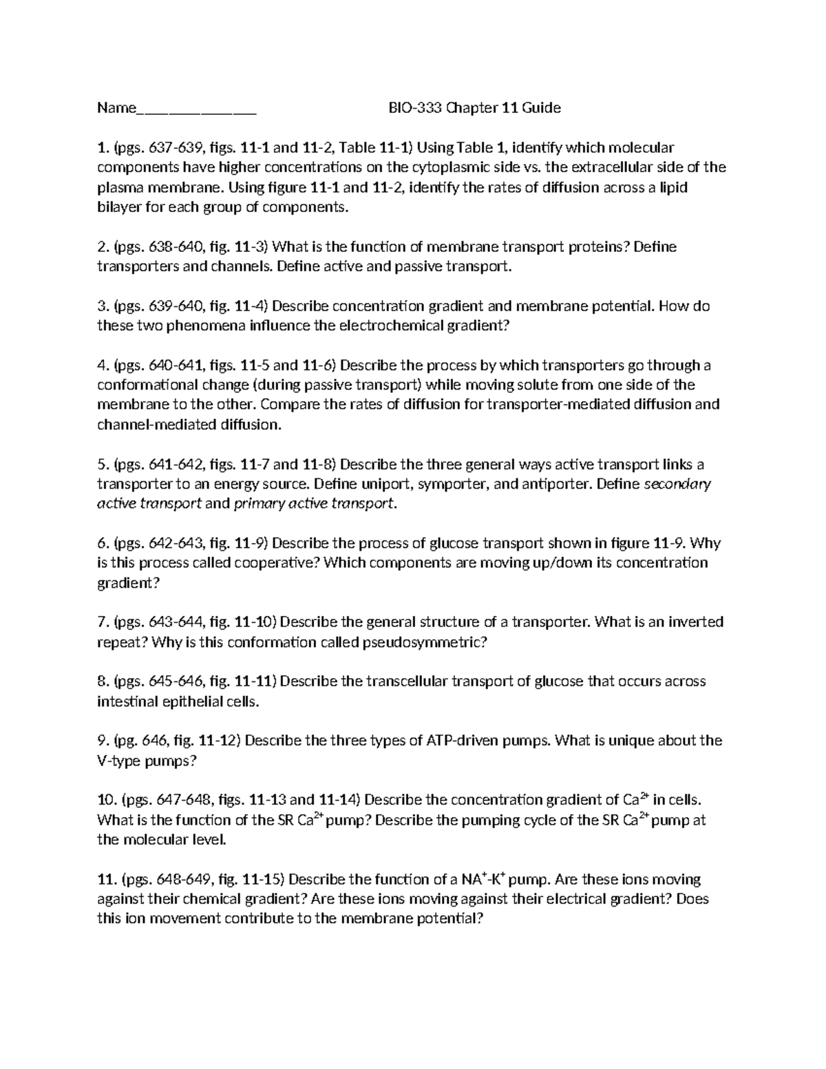 BIO-333 CH11 Guide - Questions - Name_______________ BIO-333 Chapter 11 Guide (pgs. 637-639 ...