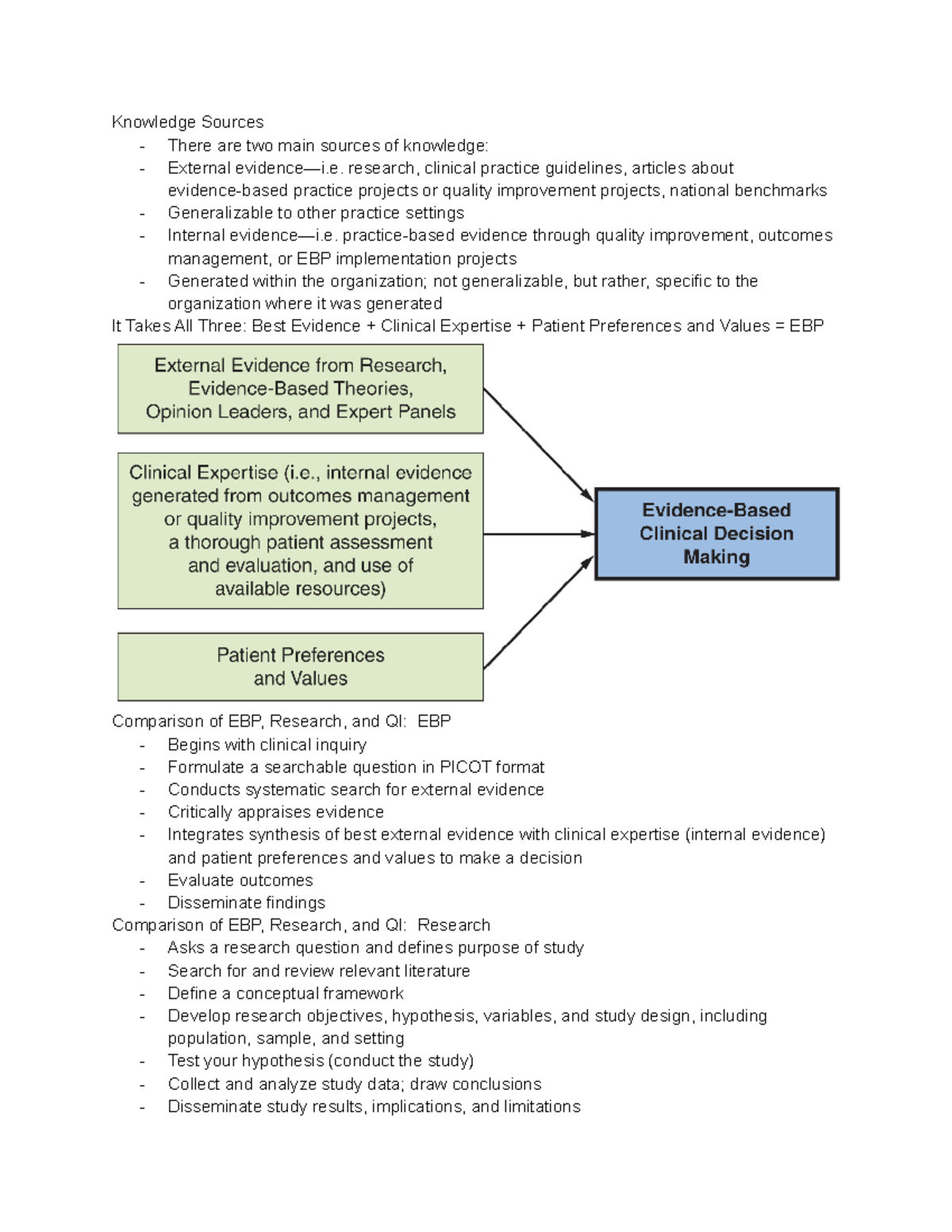 3310 Chapter 4 - EBP research - Knowledge Sources - There are two main ...