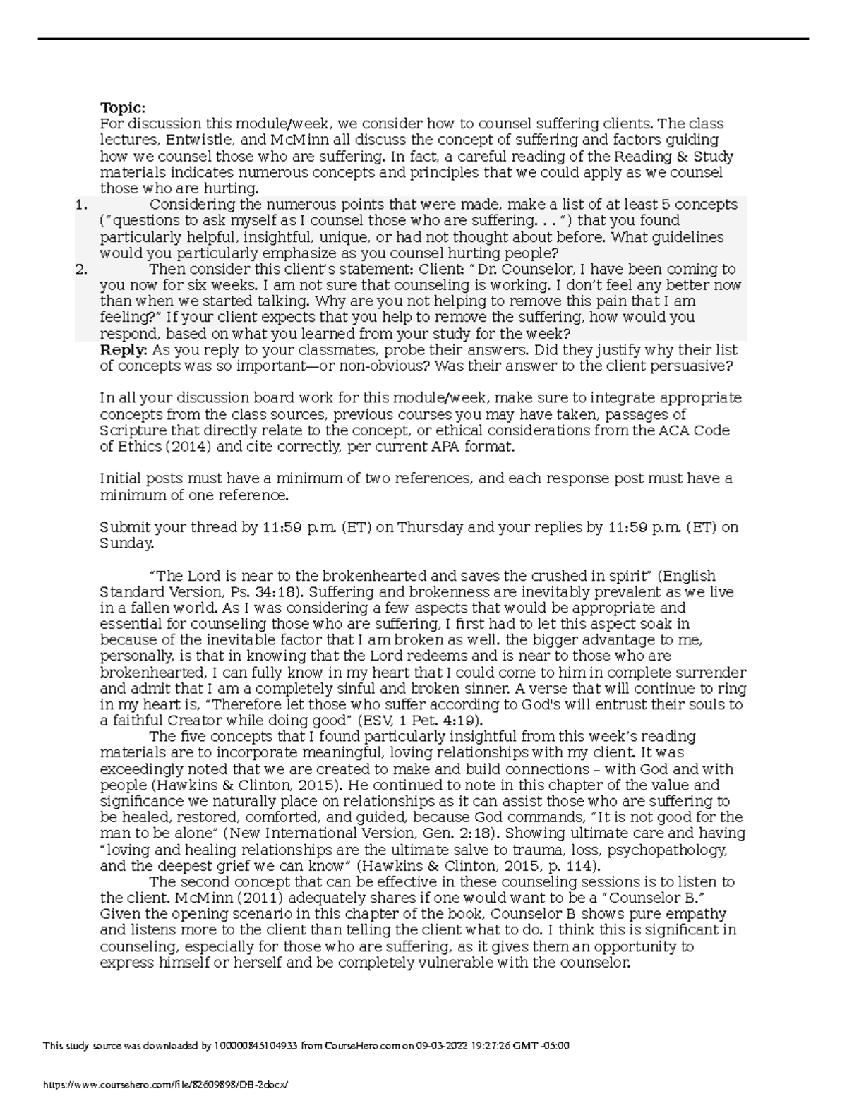 DB 2 - discussion questions are answered along with responses that ...