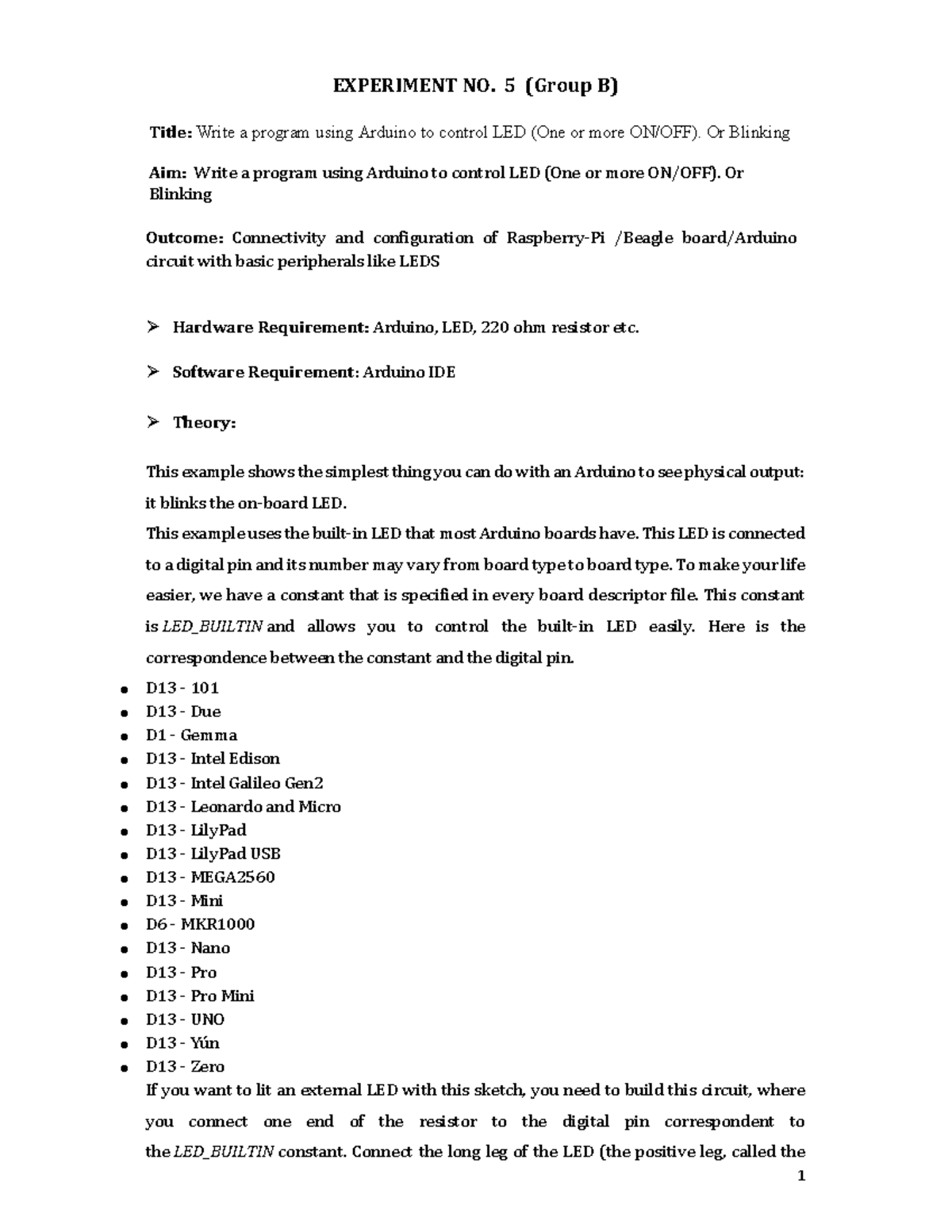 5TH Practical iot - EXPERIMENT NO. 5 (Group B) Title: Write a program using Arduino to control ...
