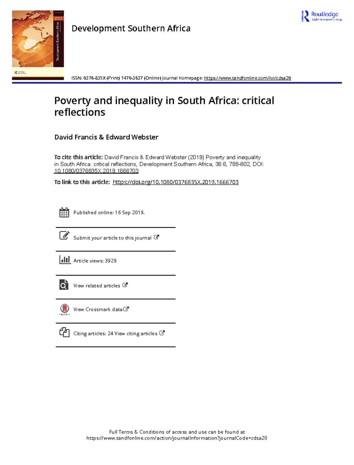 Francis Webster-Poverty and inequality in South Africa - Full Terms ...