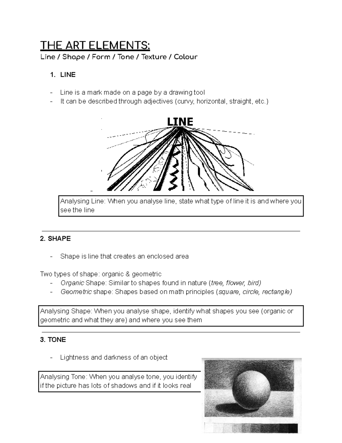 8 Art & DRama Study Notes - THE ART ELEMENTS: Line / Shape / Form ...