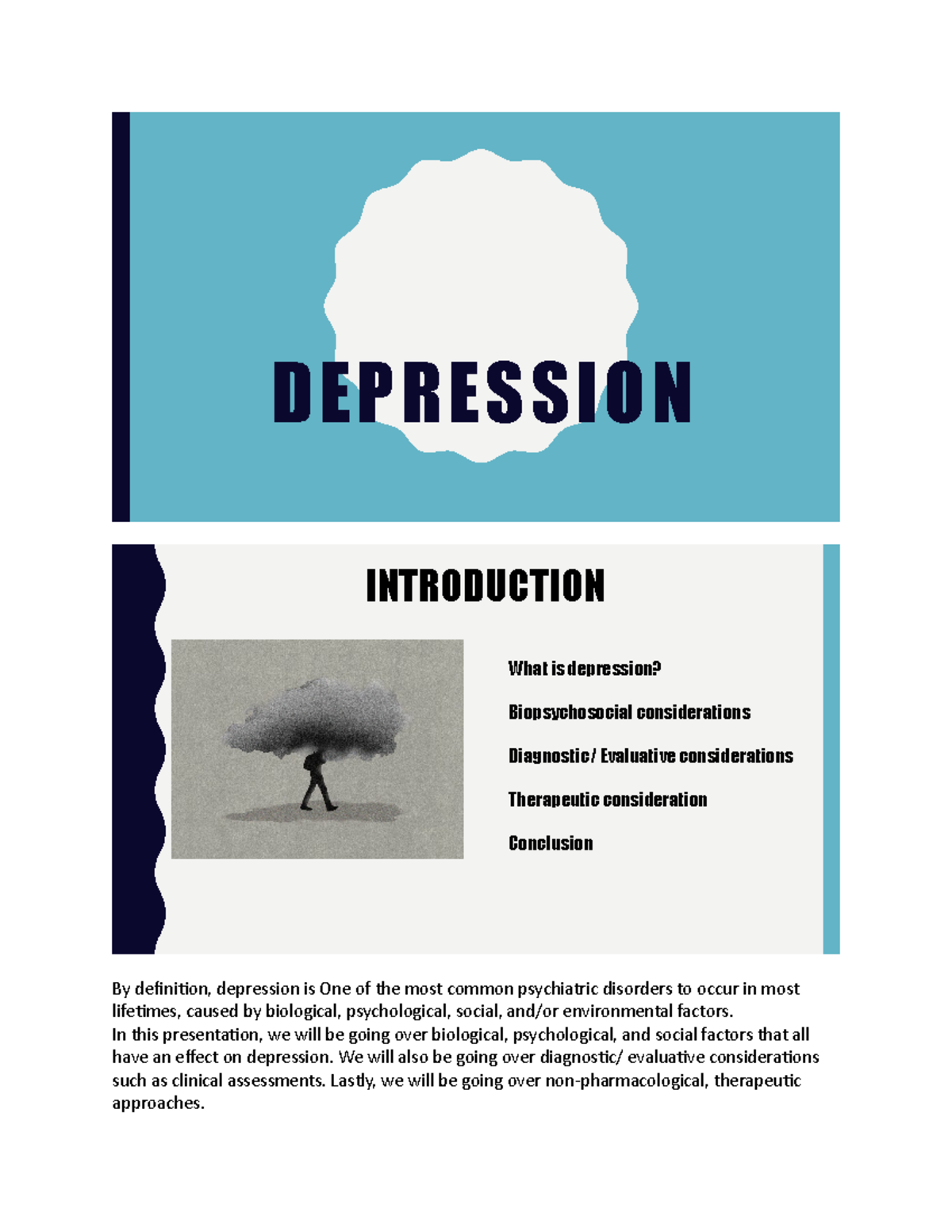 Project. 2 - DEPRESSION INTRODUCTION What is depression ...