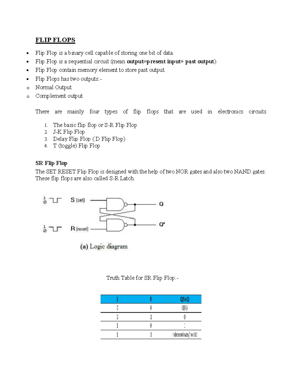 Flip Flops - Digital logic design - FLIP FLOPS Flip Flop is a binary ...