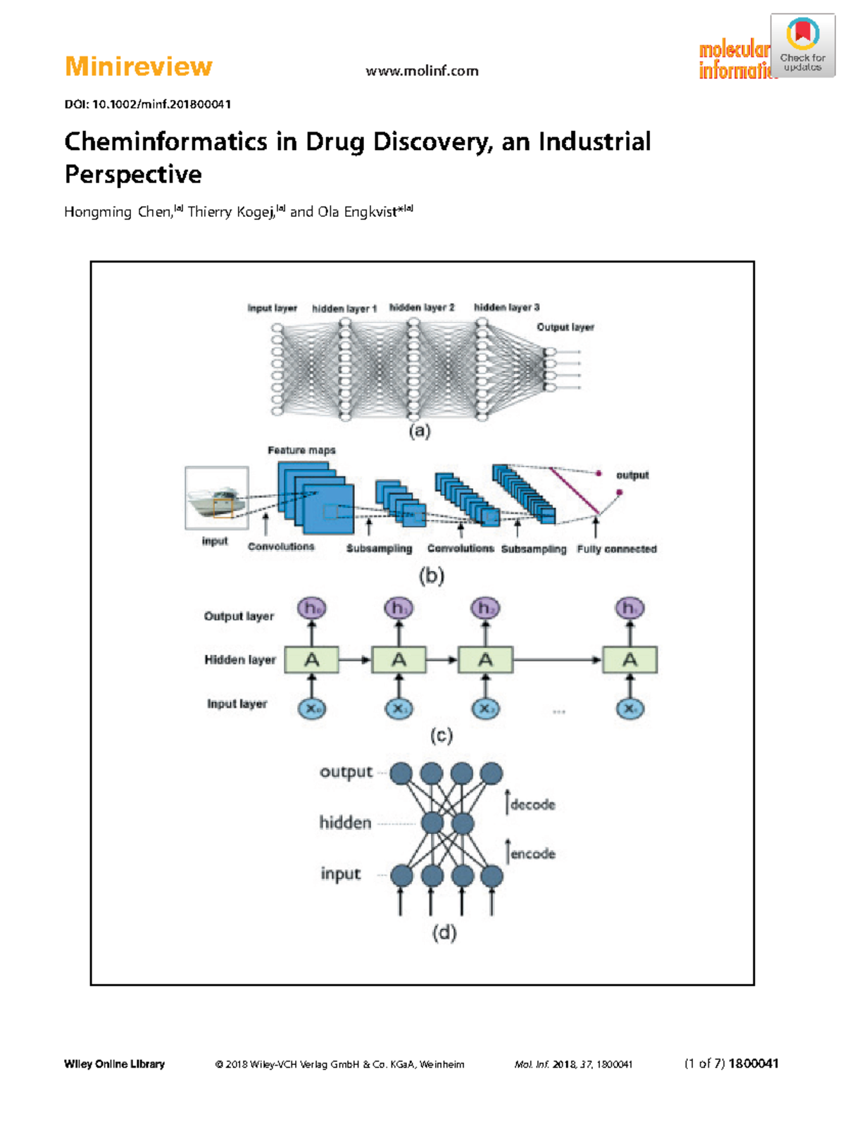 Cheminformatics in Drug Discovery- an Industrial Perspective - Cheminformatics in Drug Discovery ...