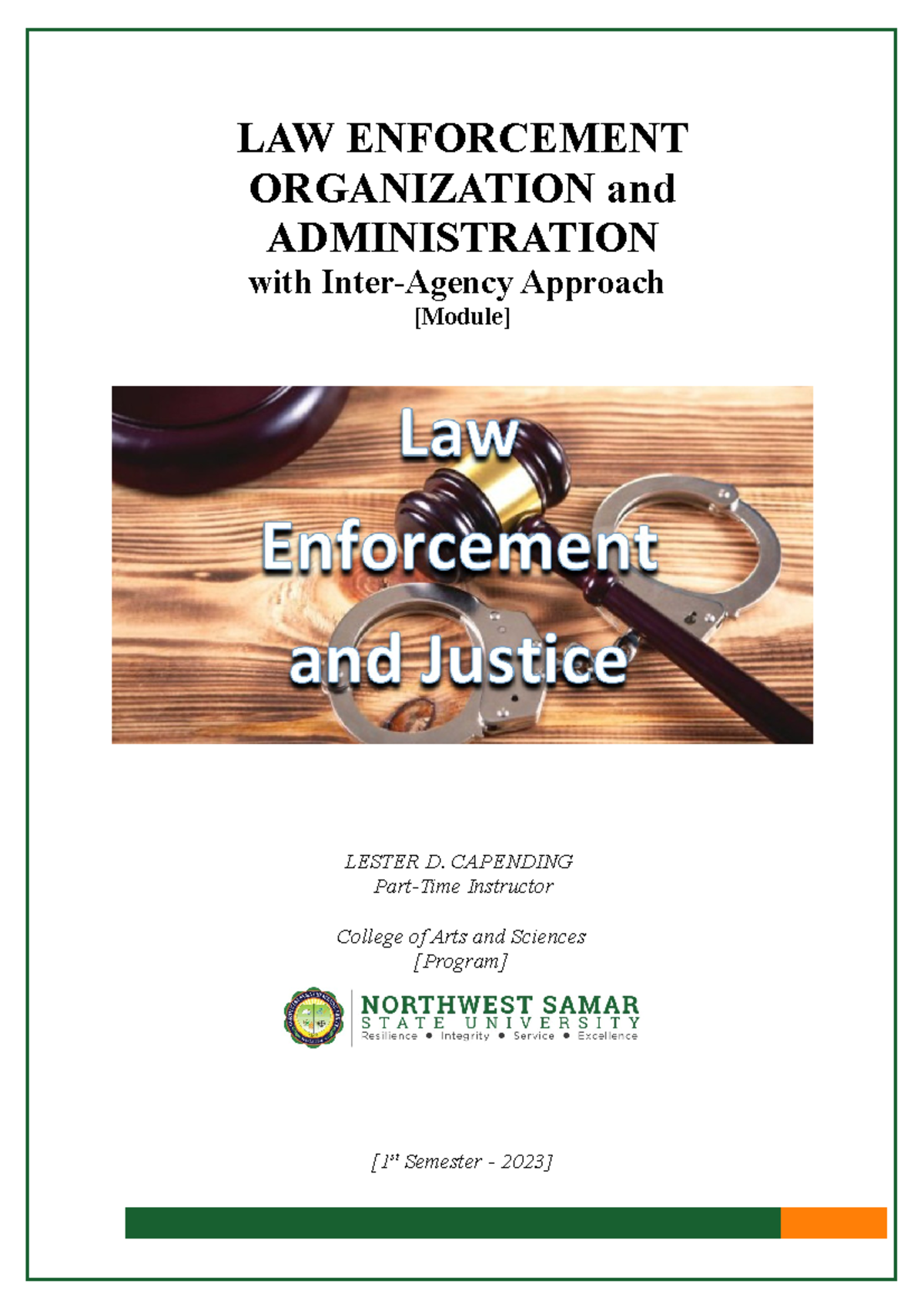 Nwssu- Module-ON-LAW- Enforcement- Organization-AND- Administration ...