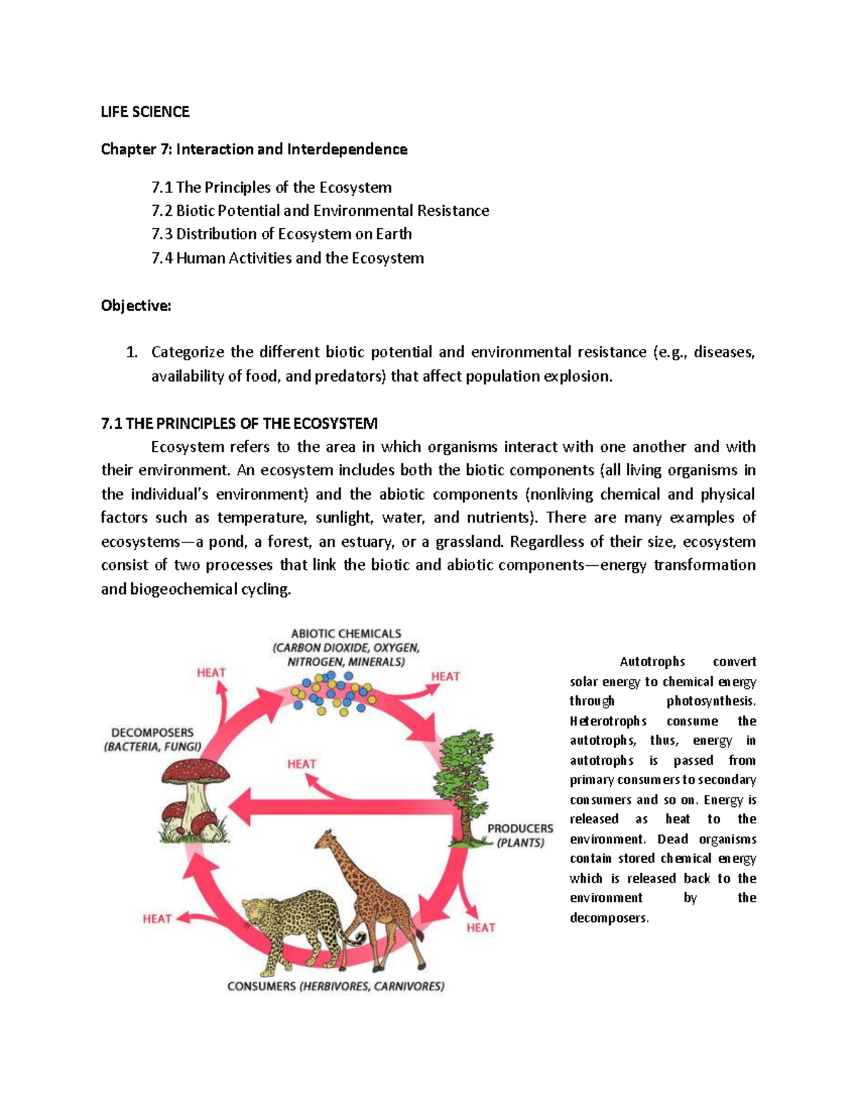 ELS-chap10 - Lecture notes 1,3-7,8-10 - LIFE SCIENCE Chapter 7 ...