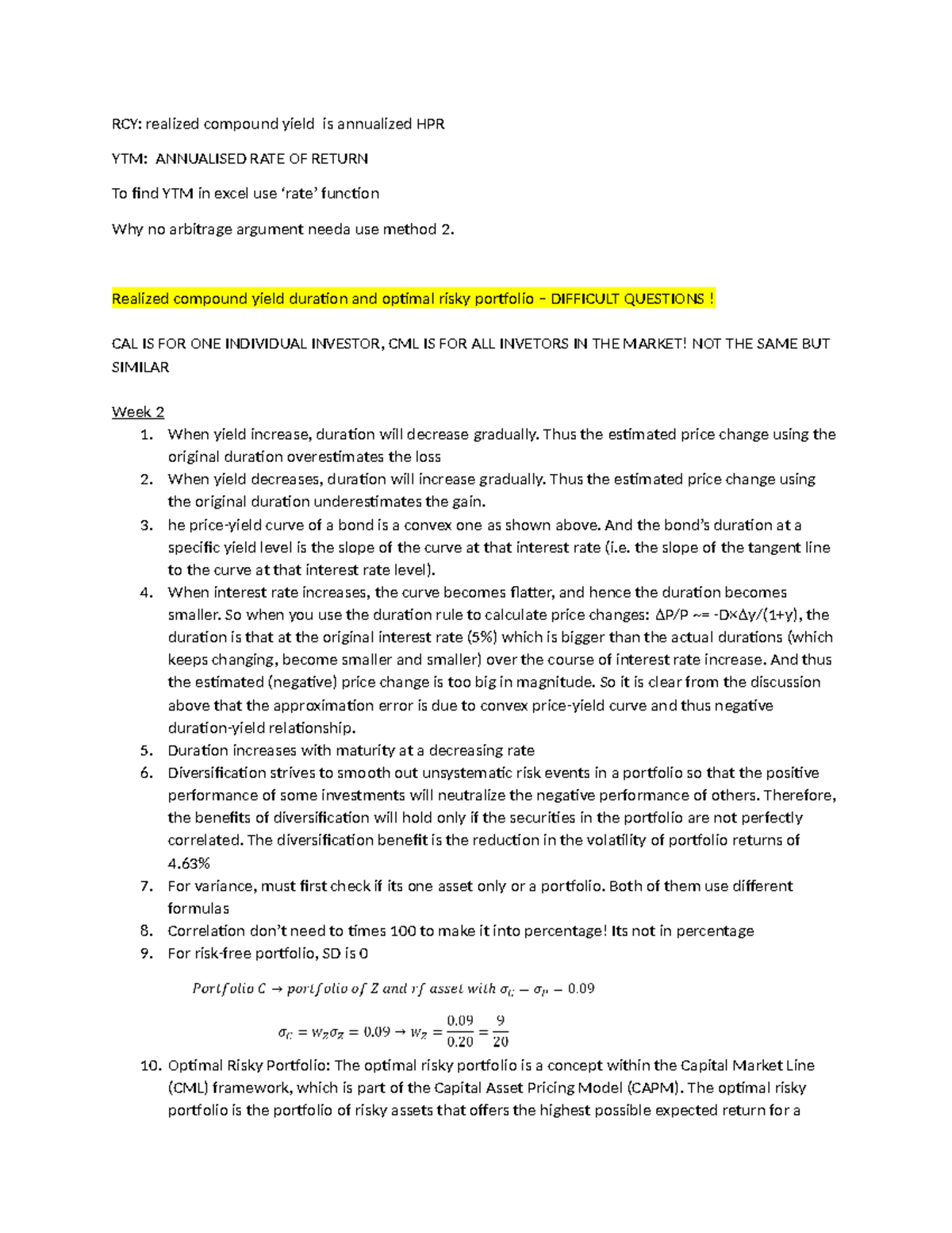 Fins2624 Notes - RCY: realized compound yield is annualized HPR YTM ...