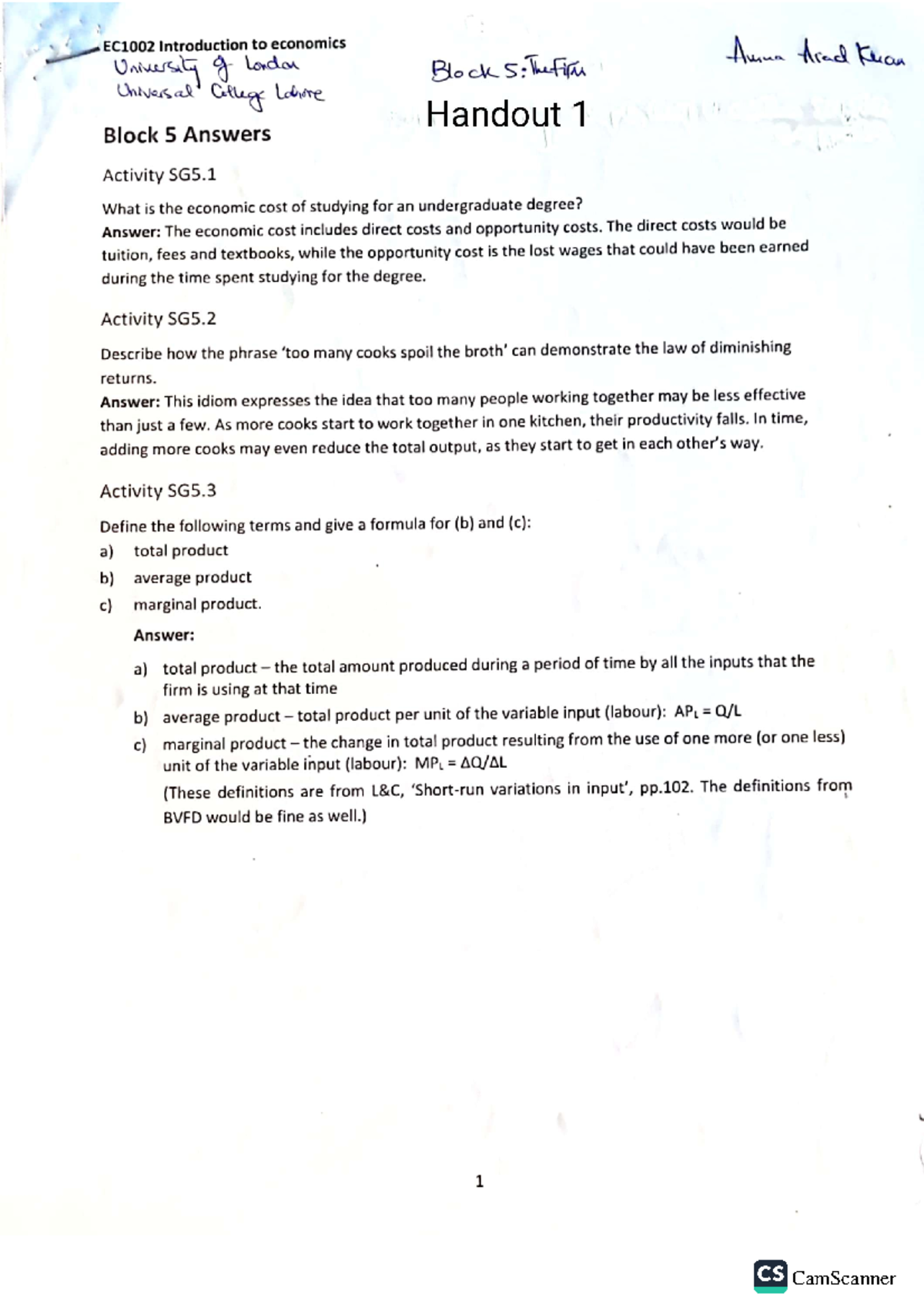 Block 5 The Firm Handout 1 - EC1002 - Studocu