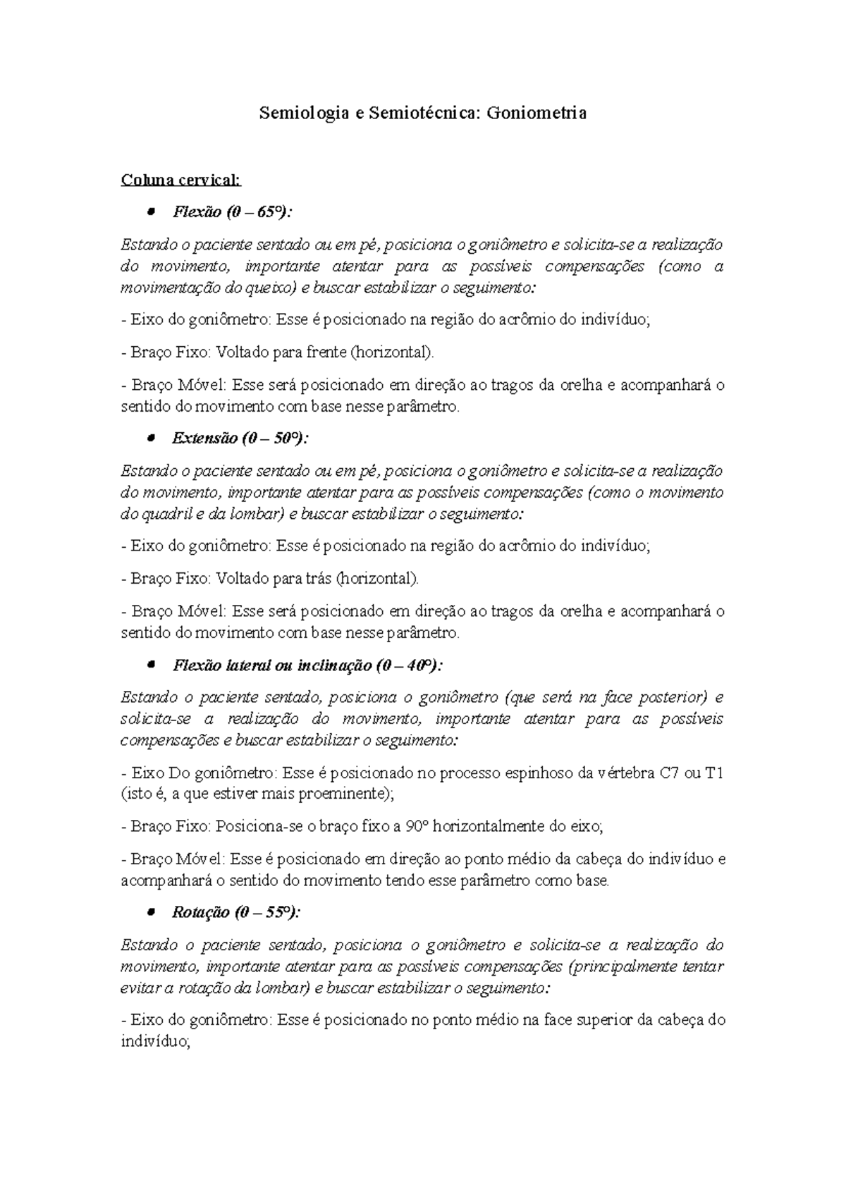 Semio logia e Semio técnica - Semiologia e Semiotécnica: Goniometria ...