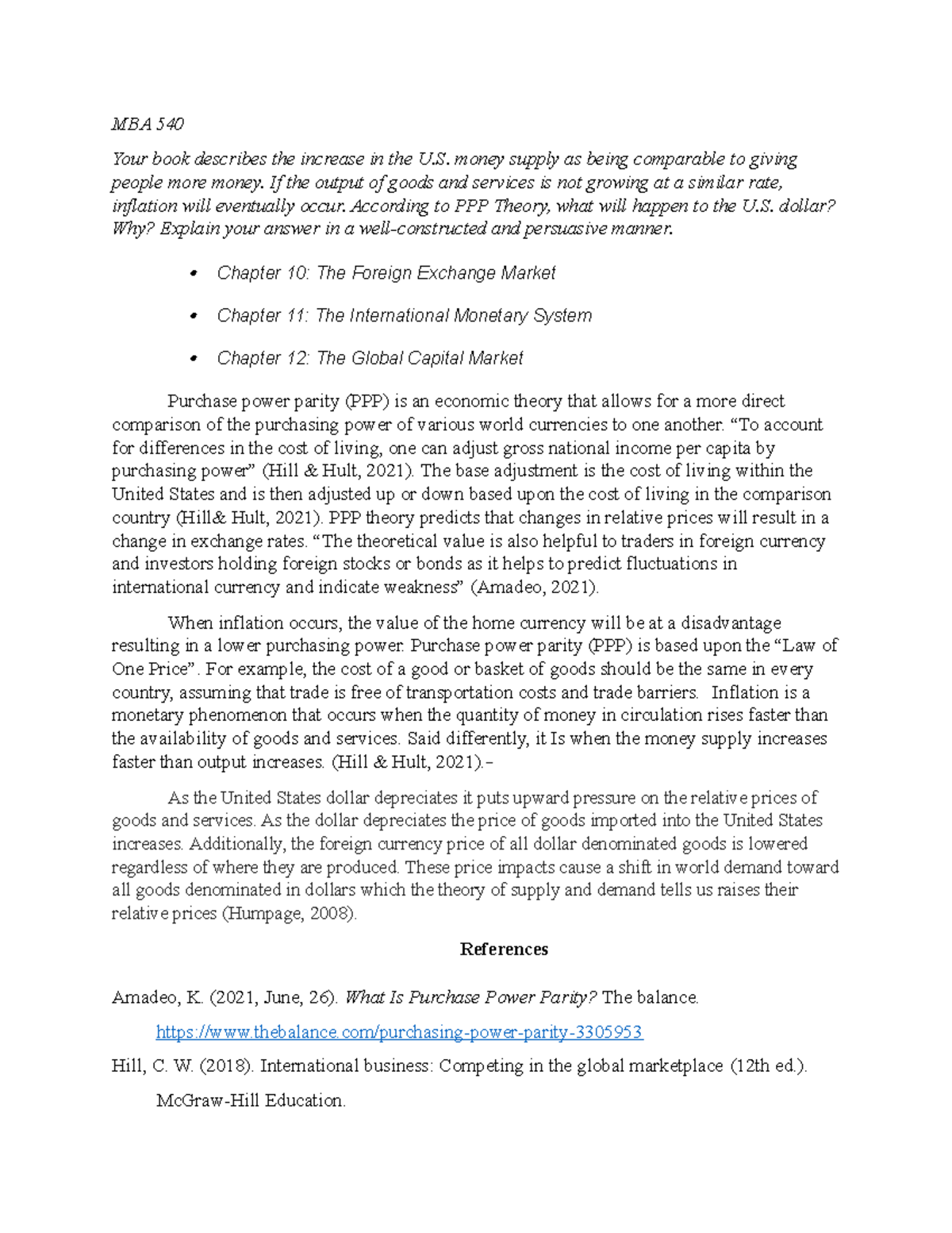 Module 5 - Discussion number five - MBA 540 Your book describes the ...