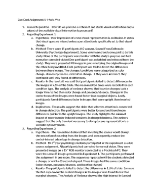 Cue Card Assignment 3 - Research question- Whether people can detect ...