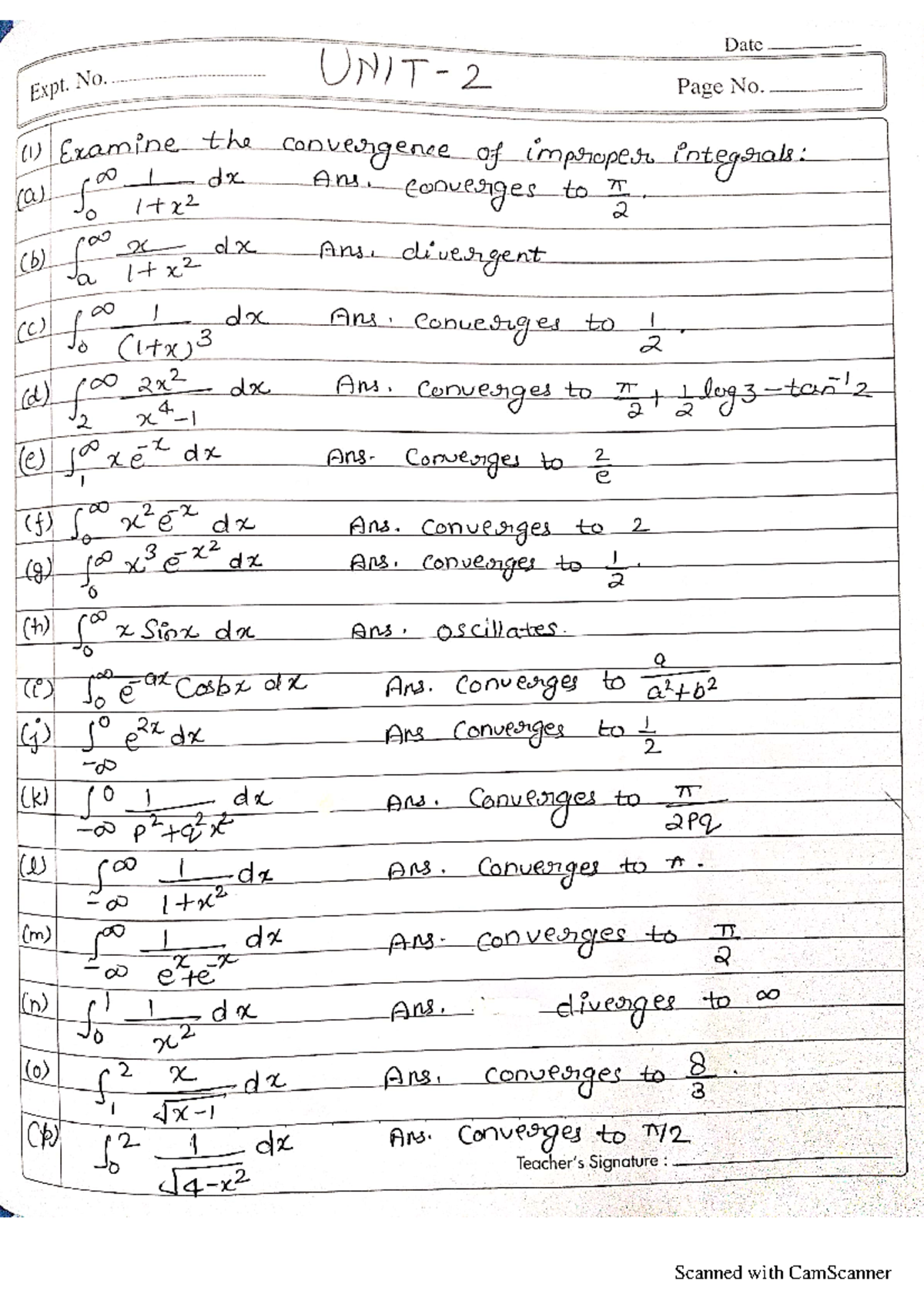 Engg. Mathematics-ll Unit-2 Question Bank - B.tech - Studocu