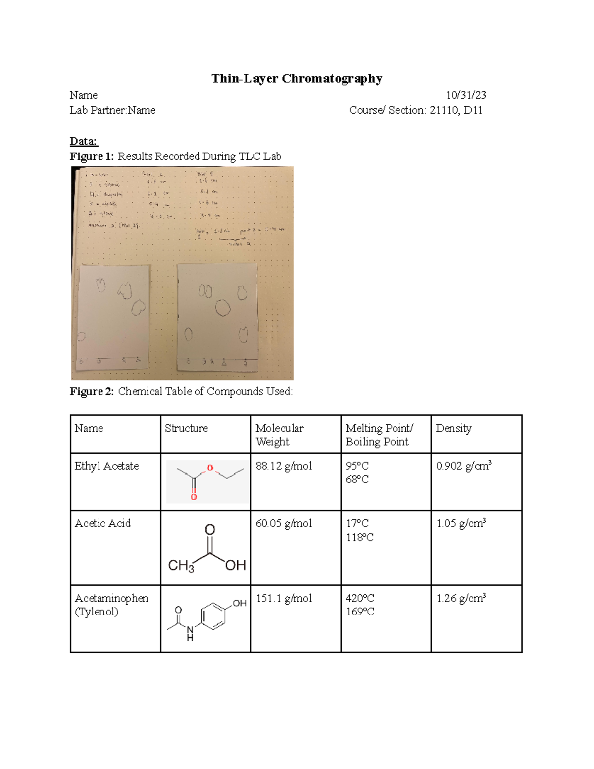 Orgo I Experiment 4 - Orgo 1 TLC chromatography - Thin-Layer ...