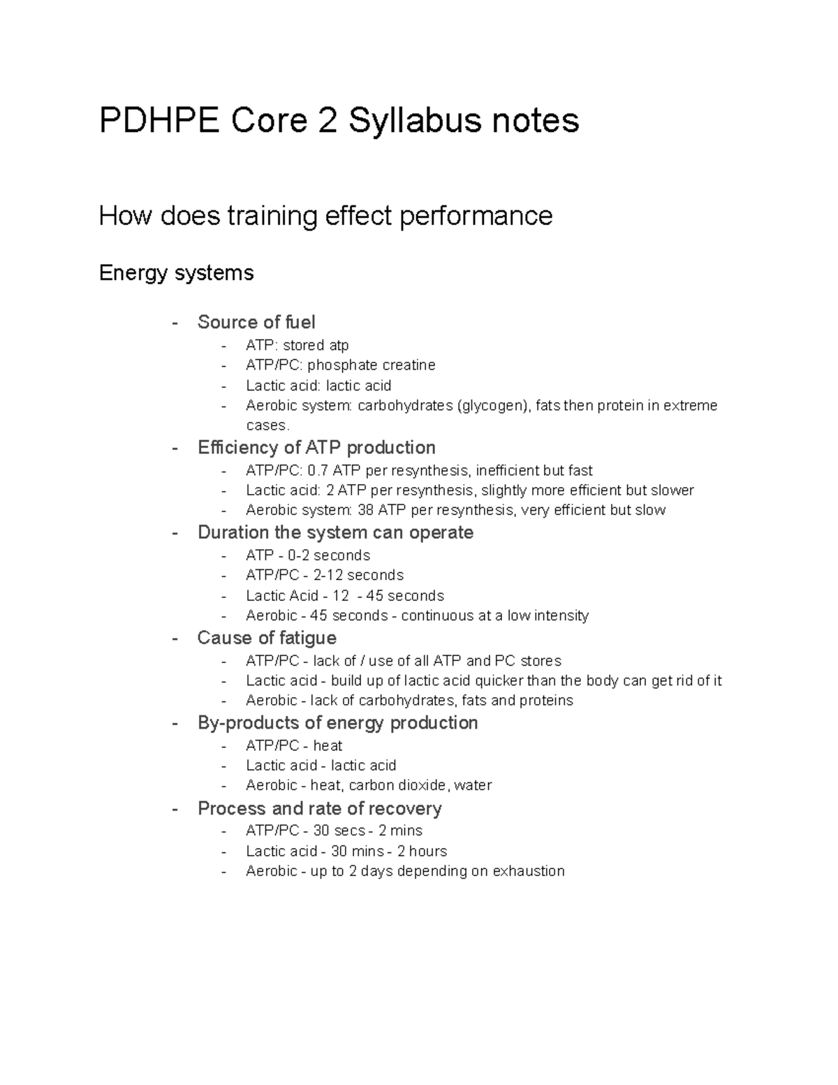 Improve performance of an athlete YEAR 11 Core 2 - PDHPE Core 2 ...