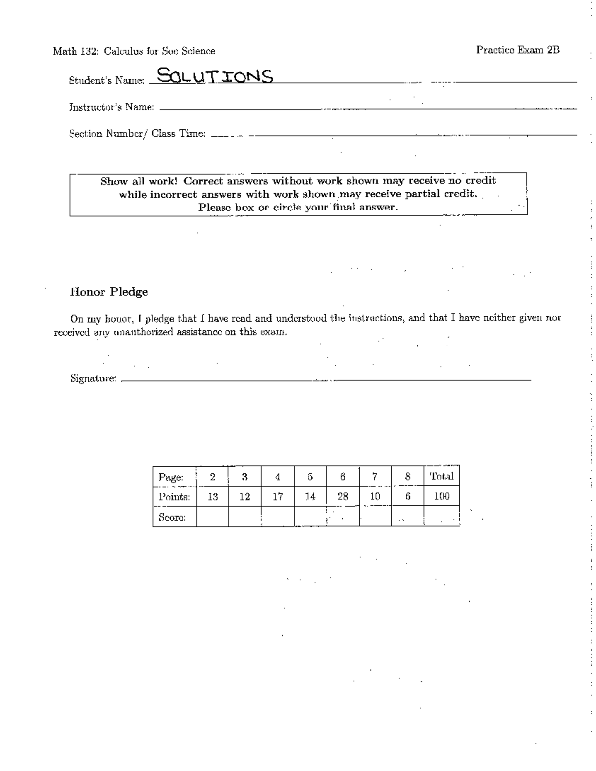 5. Math 133 Practice Exam 2B Solutions - Math 133 - Studocu
