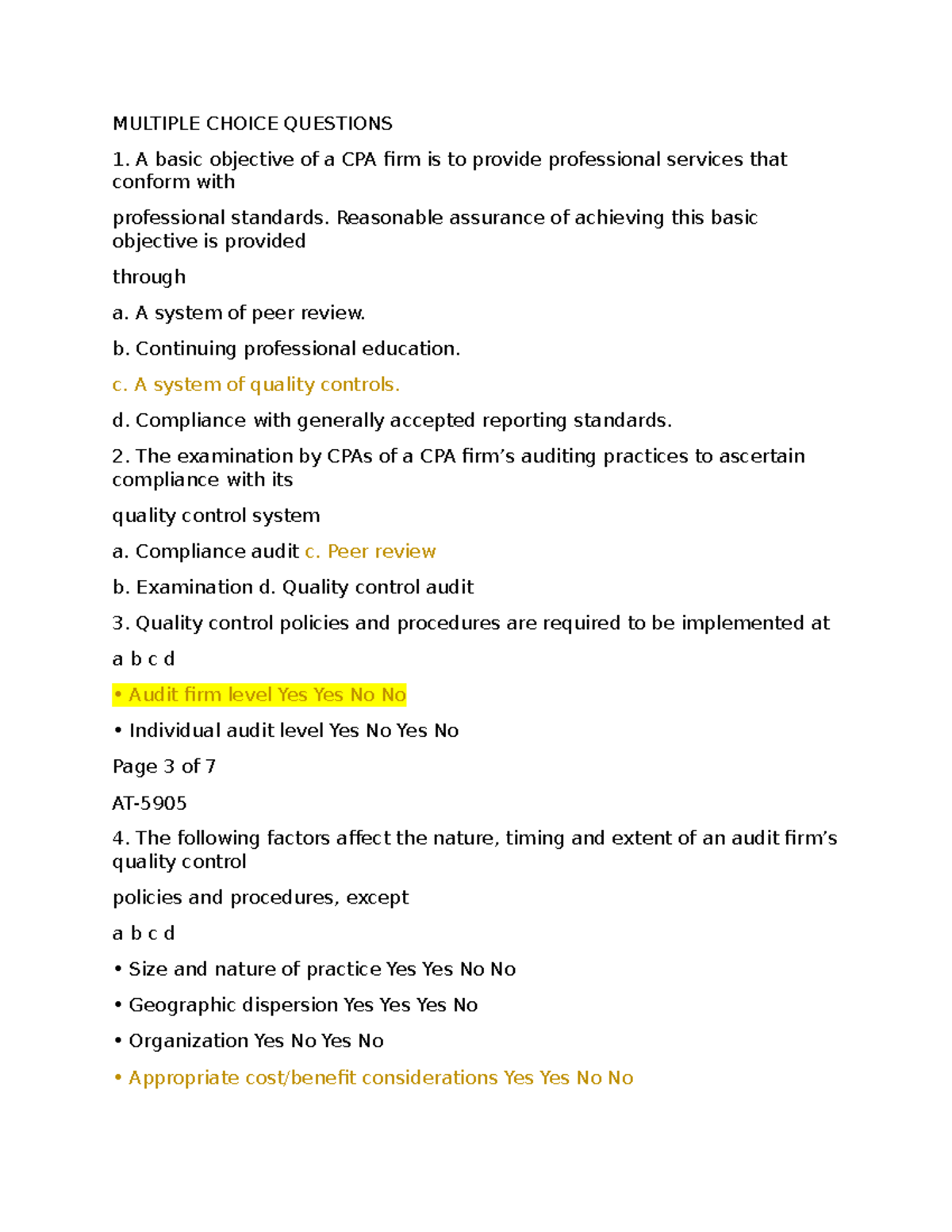 EXAM-1 - EXAM-1 - MULTIPLE CHOICE QUESTIONS A basic objective of a CPA ...
